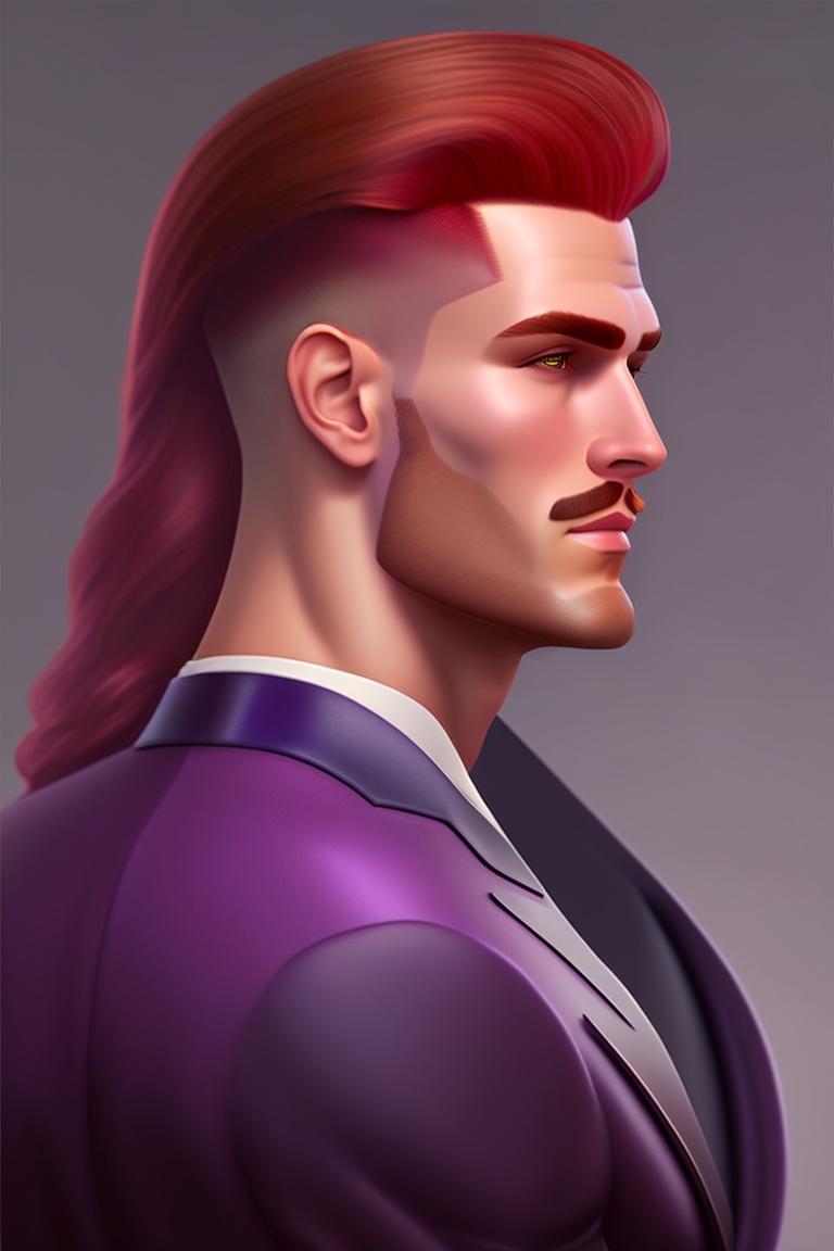 Lexica - A tall, tan man with deep red hair. His hairstlye is an messy ...