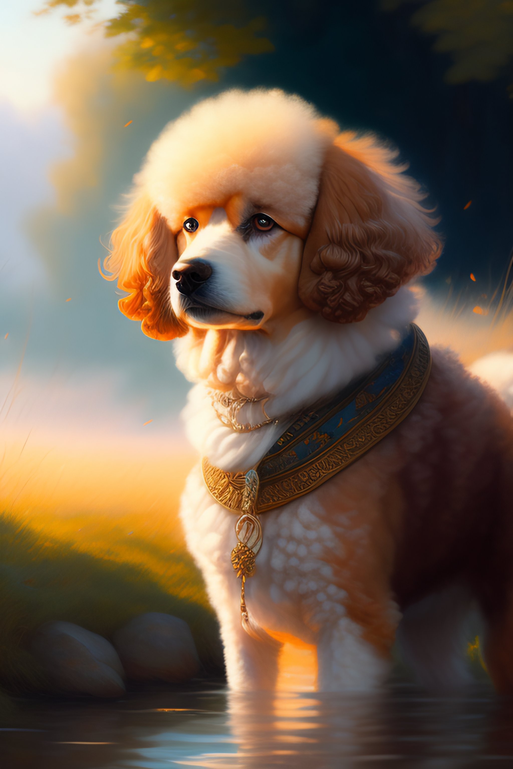 Lexica - Beautiful anime painting of a Poodle Dog, relaxing summer , by ...