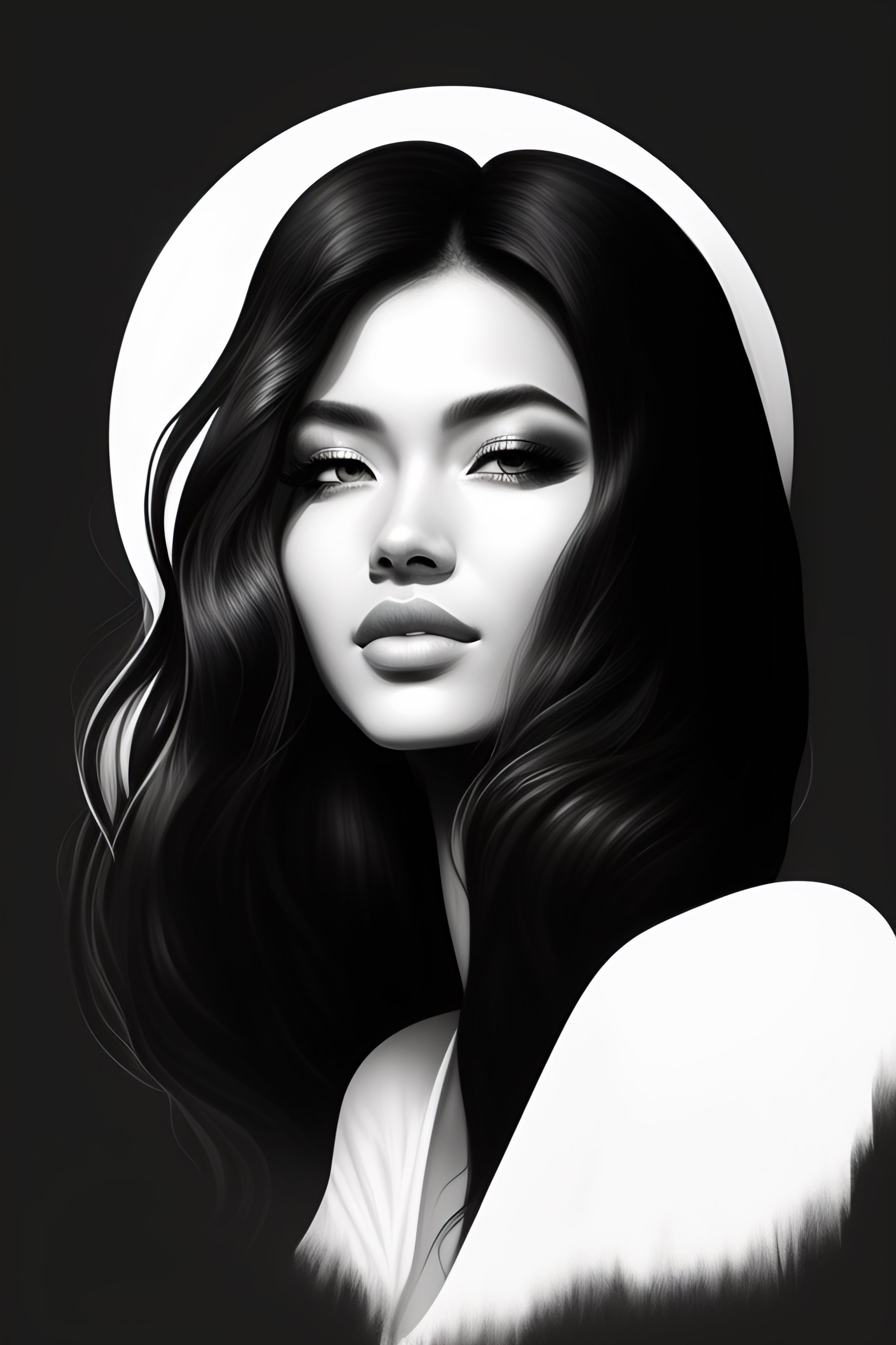 Lexica - Monochrome silhouette of a face, black and white, 2d, side ...