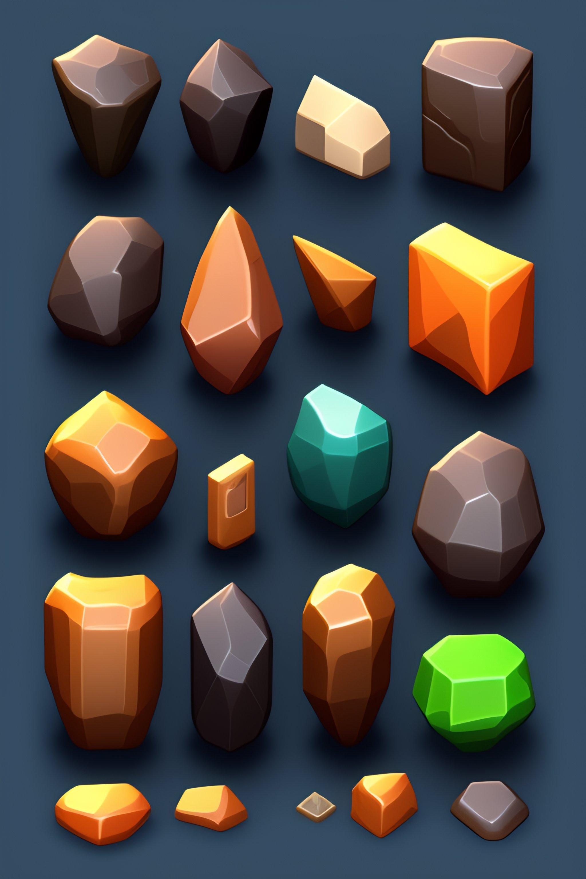 Lexica - A 2 d rock game design asset pack, game assets, stylized rocks ...