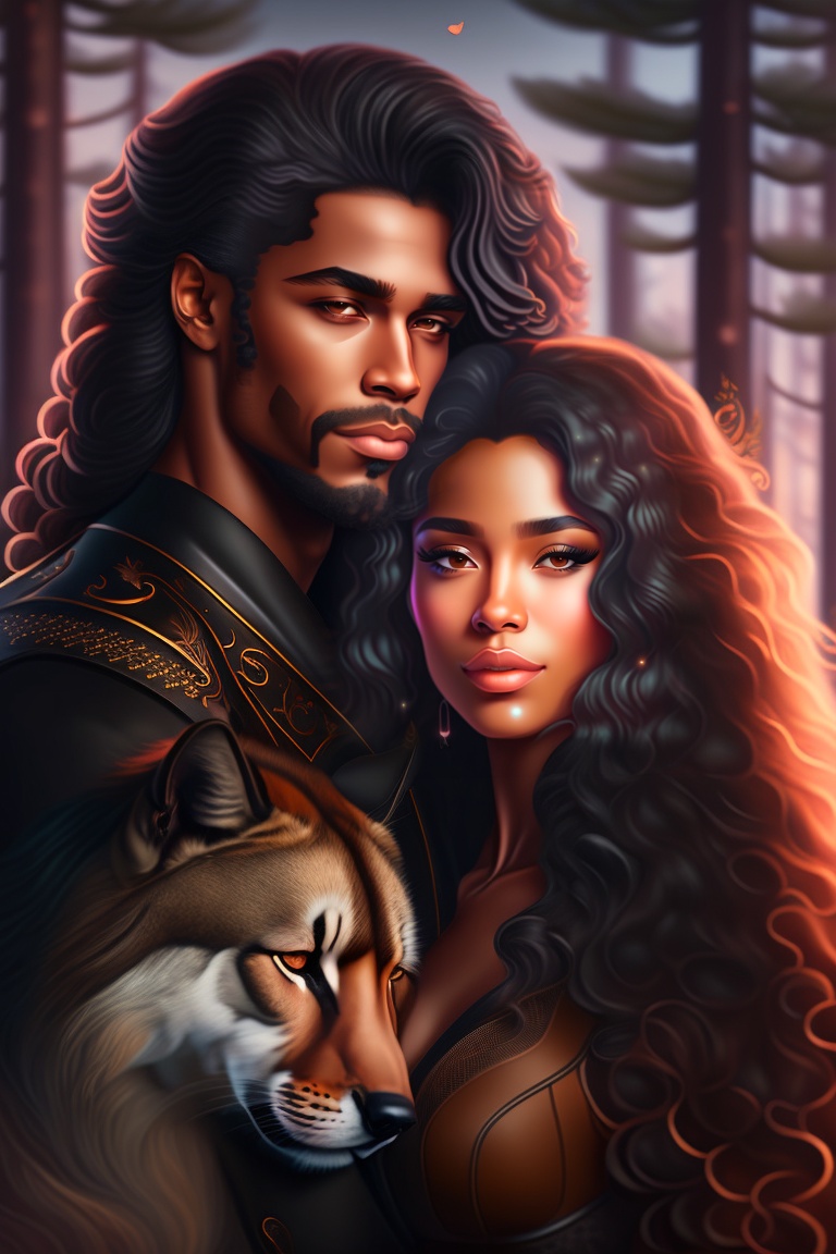 Lexica - A male and female werewolf couple. The male has dark tan skin ...