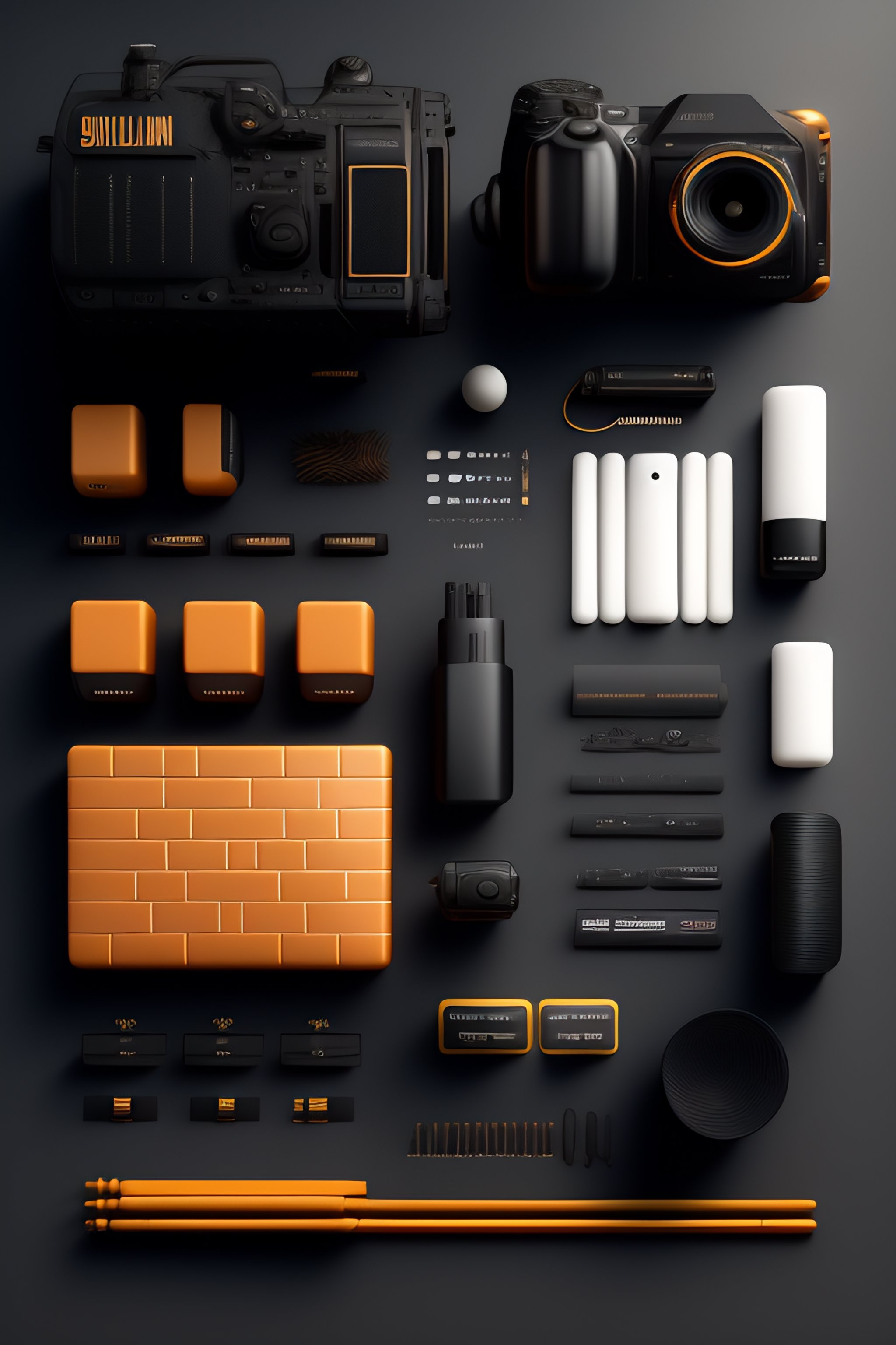 Lexica - Blackmagic digital filmmaking, knolling, flat lay ...