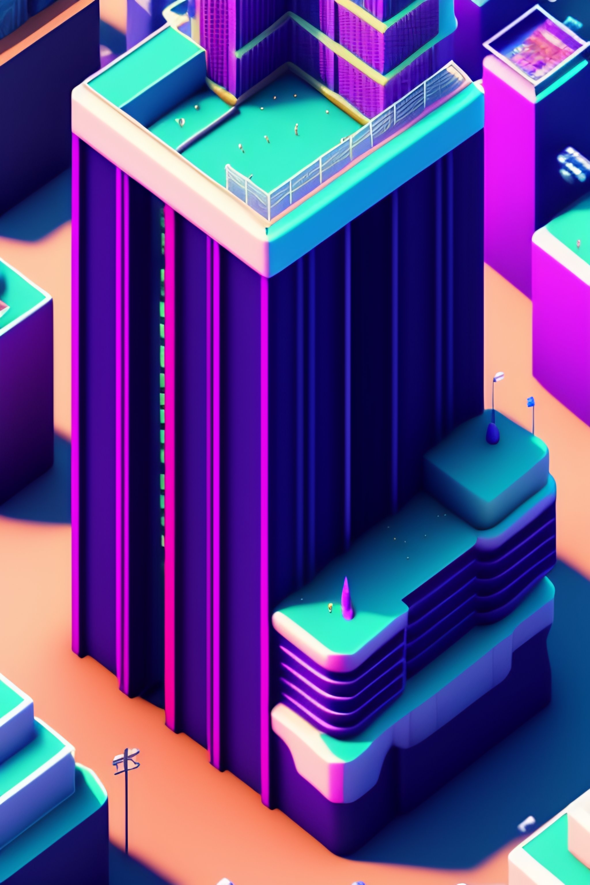 Lexica - Vaporwave videogame city wallpaper, deskmat. io, low poly ...