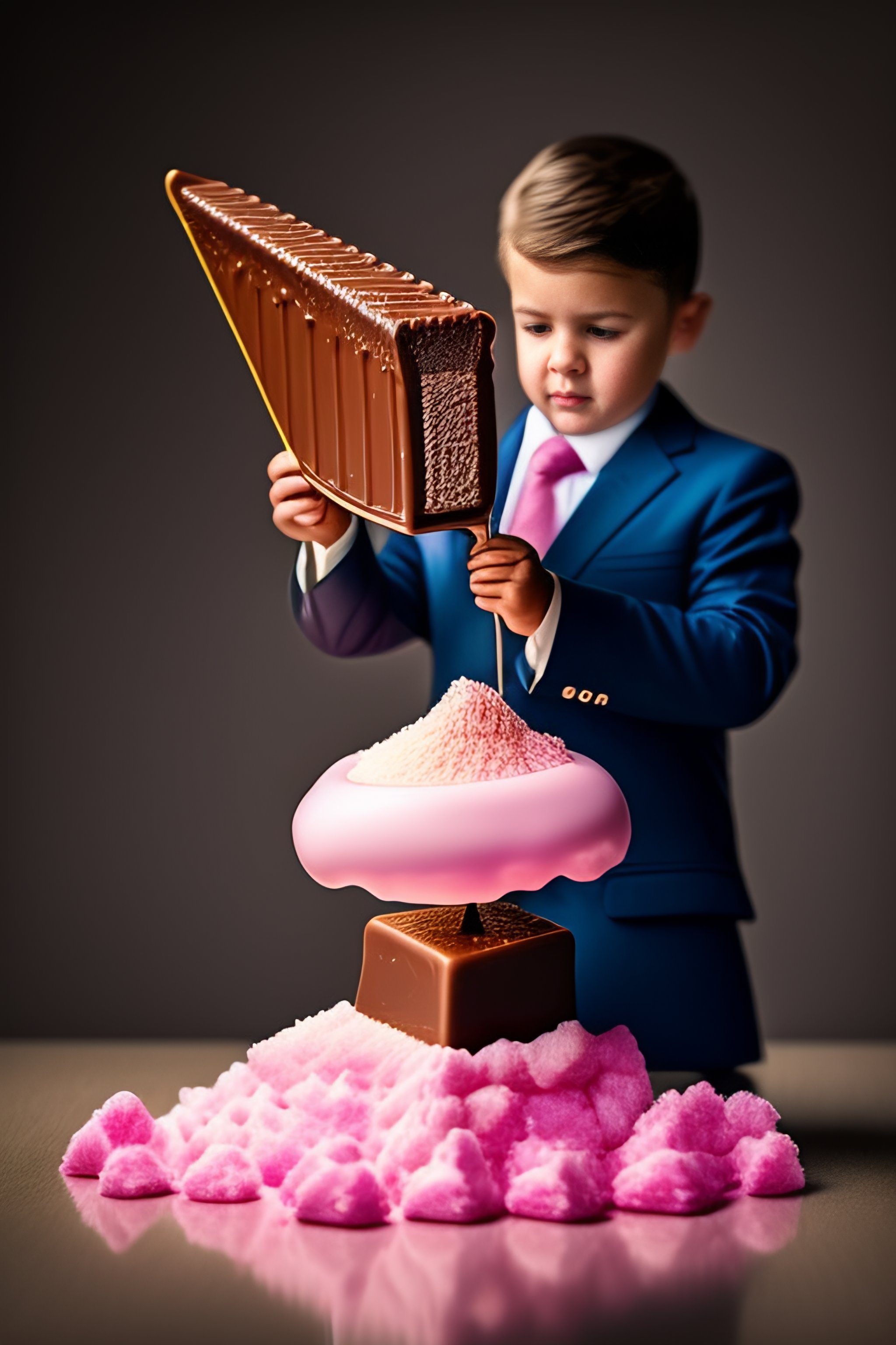 Lexica - Man made out of chocolate shooting a chocolate bar at an angel ...