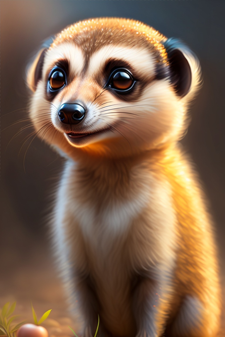 Lexica - A cute meerkat | big eyes, summer night, realistic shaded ...