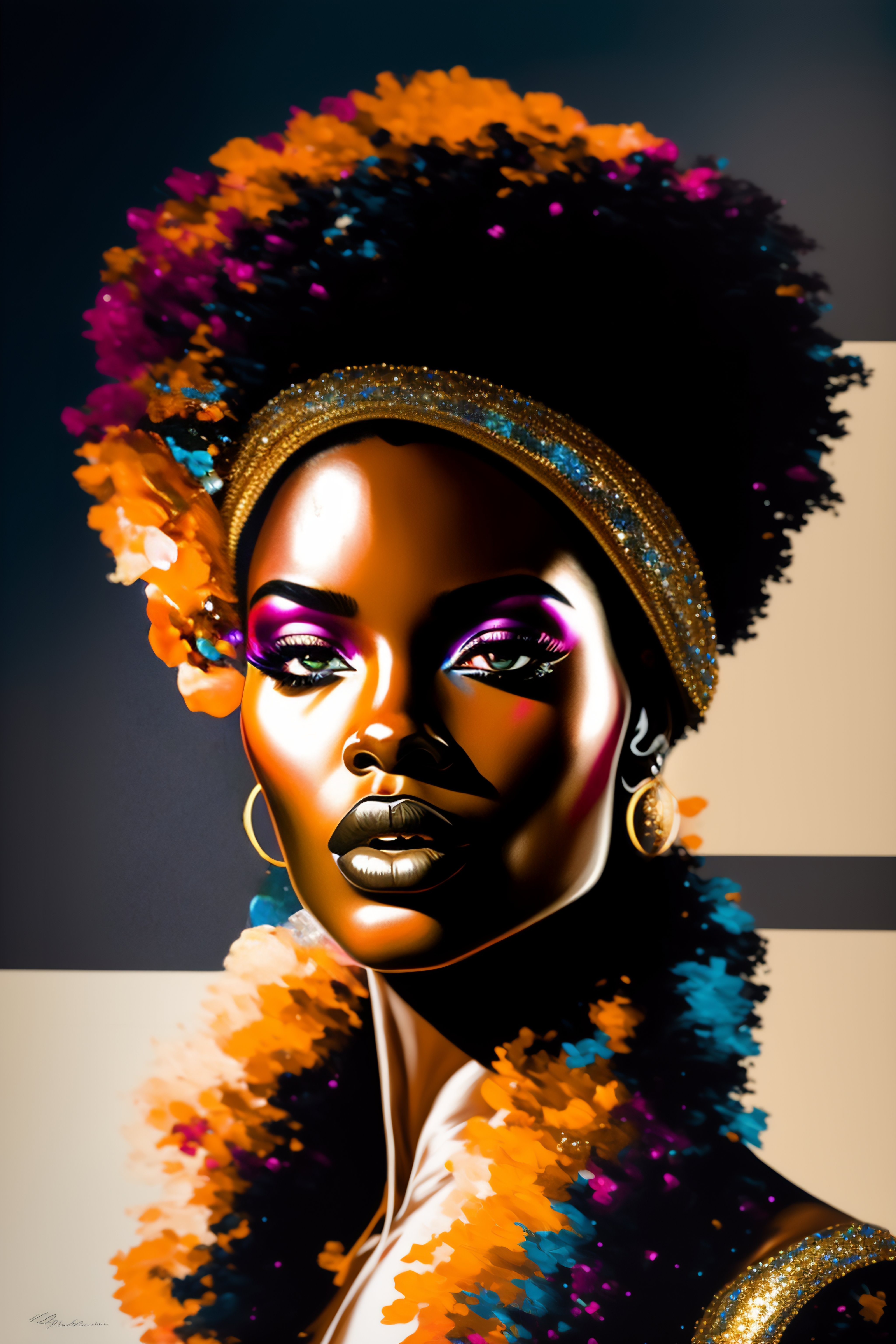 Lexica - Abstract Painting of Beautiful African American Model made of ...