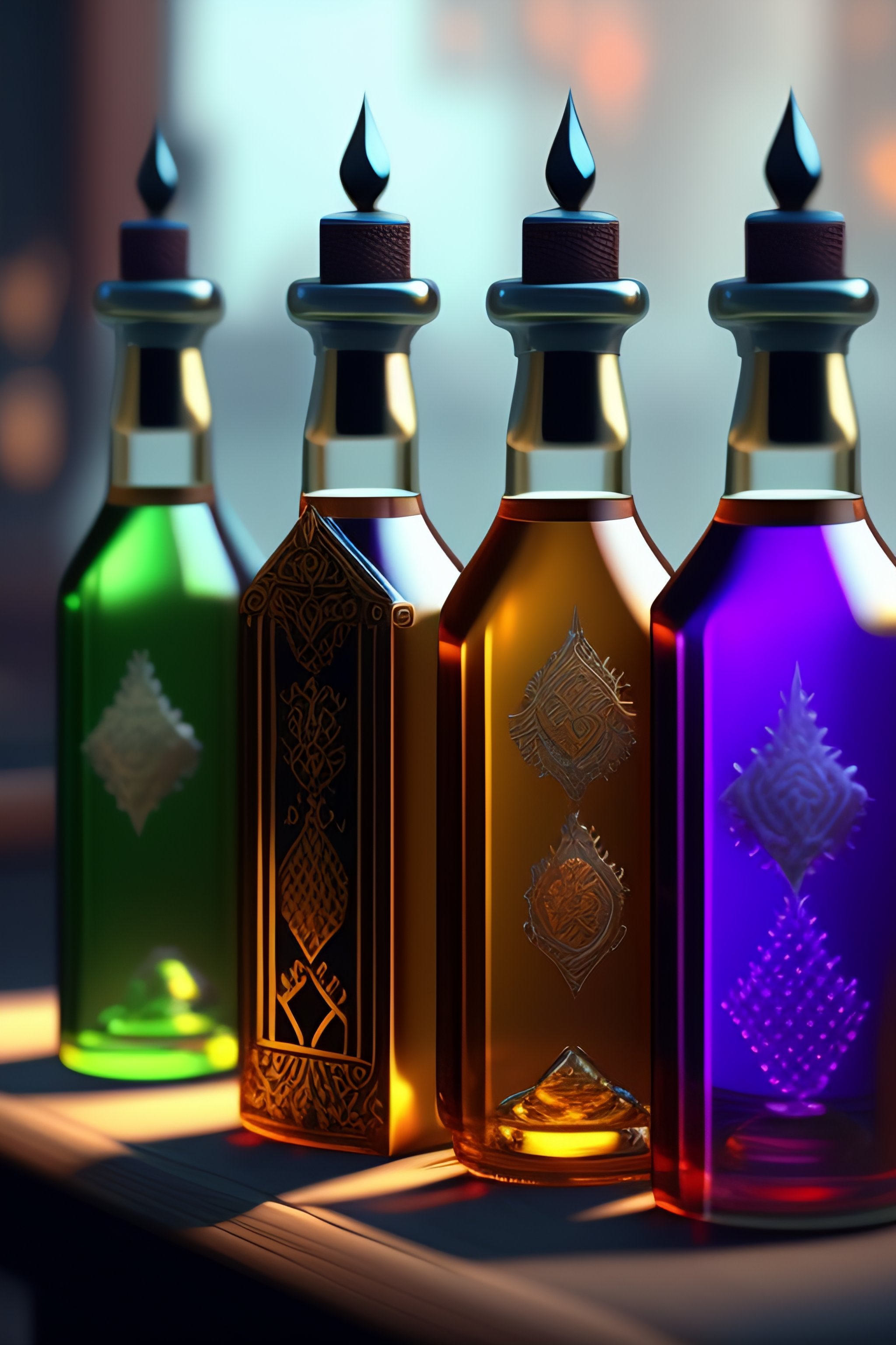 Lexica - Concept art; video game potions; intricate elegant bottles ...