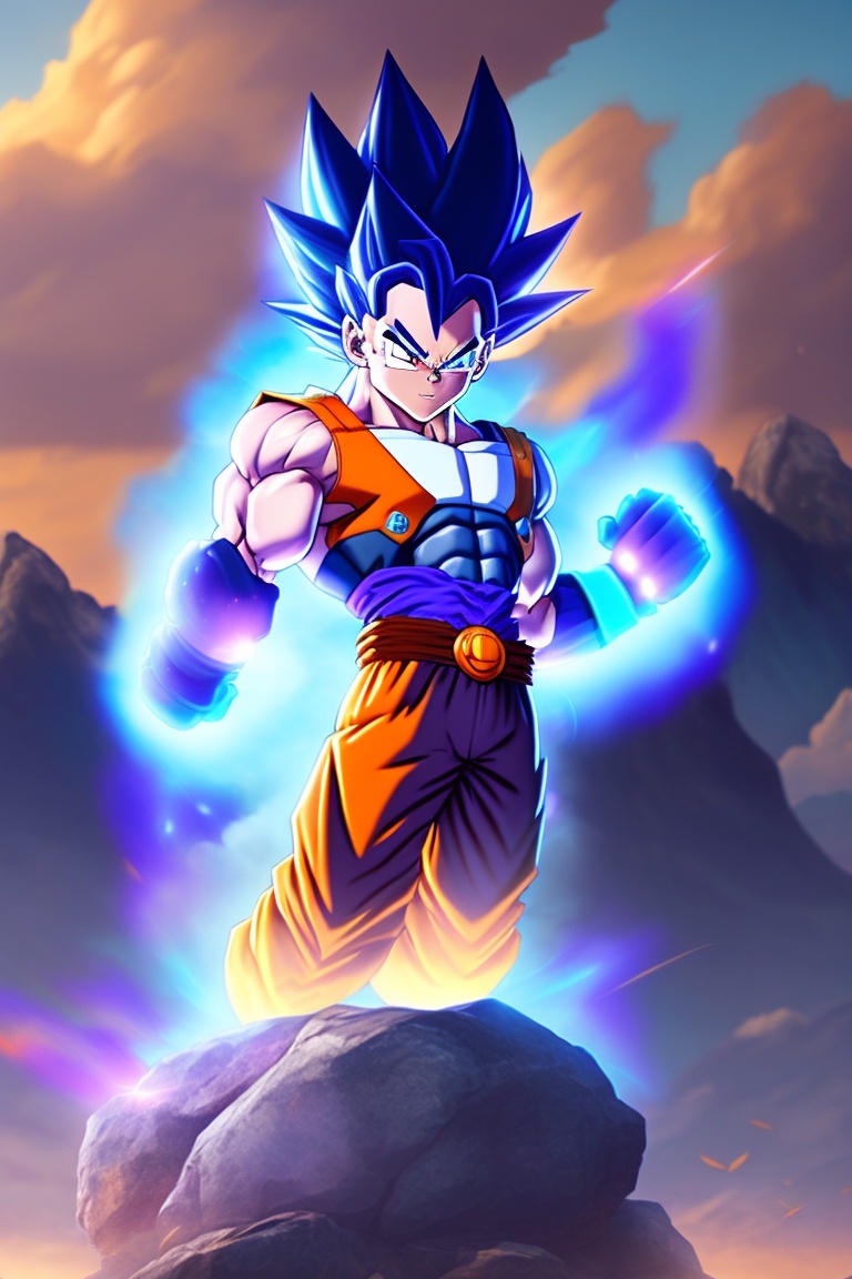 Lexica - A young gohan standing on top of a rock, movie still of robot ...