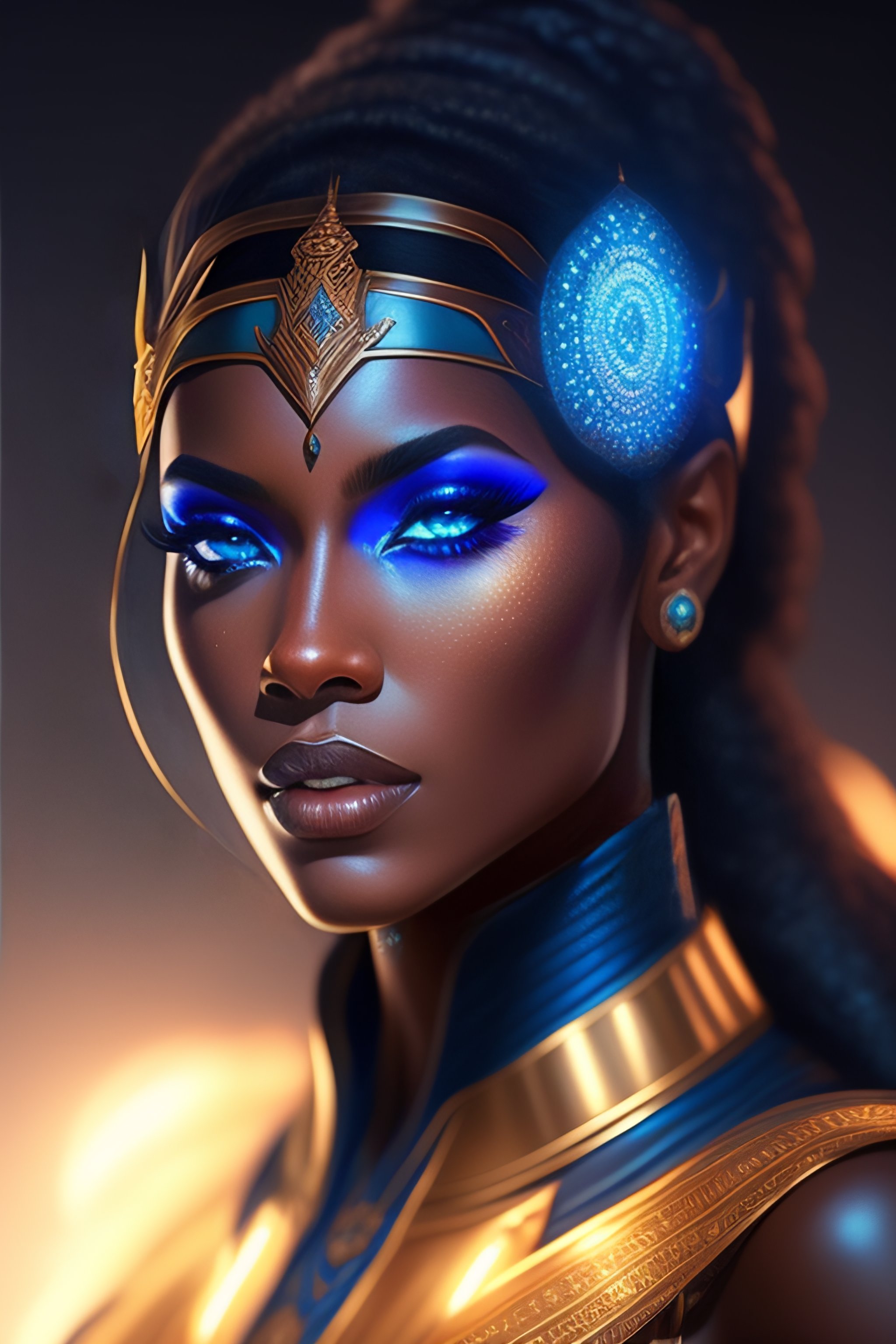 Lexica - Full body dark god, copper wires, blue eyes, intricate ...