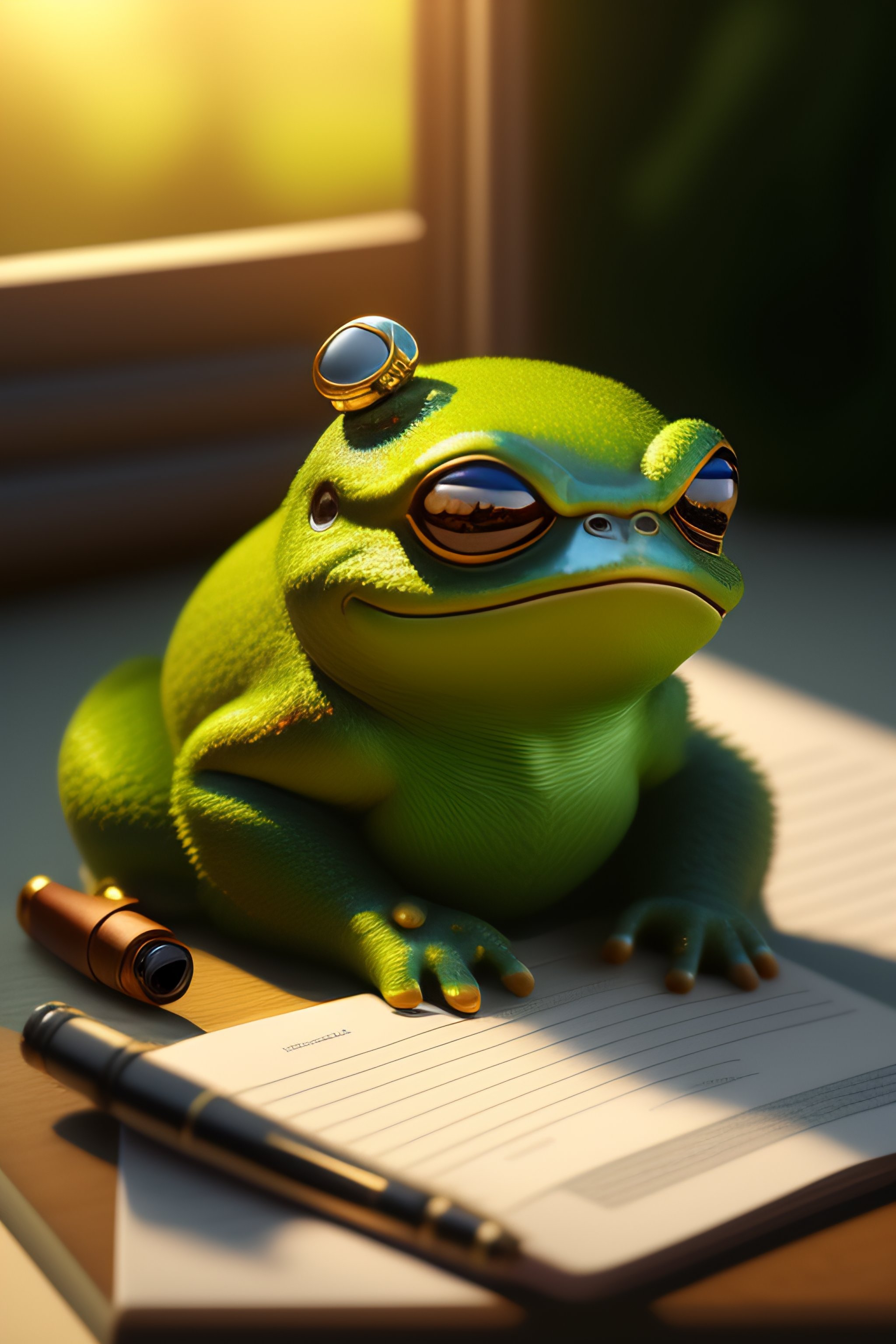 Lexica - An exhausted pepe the frog commiting tax fraud, paperwork ...