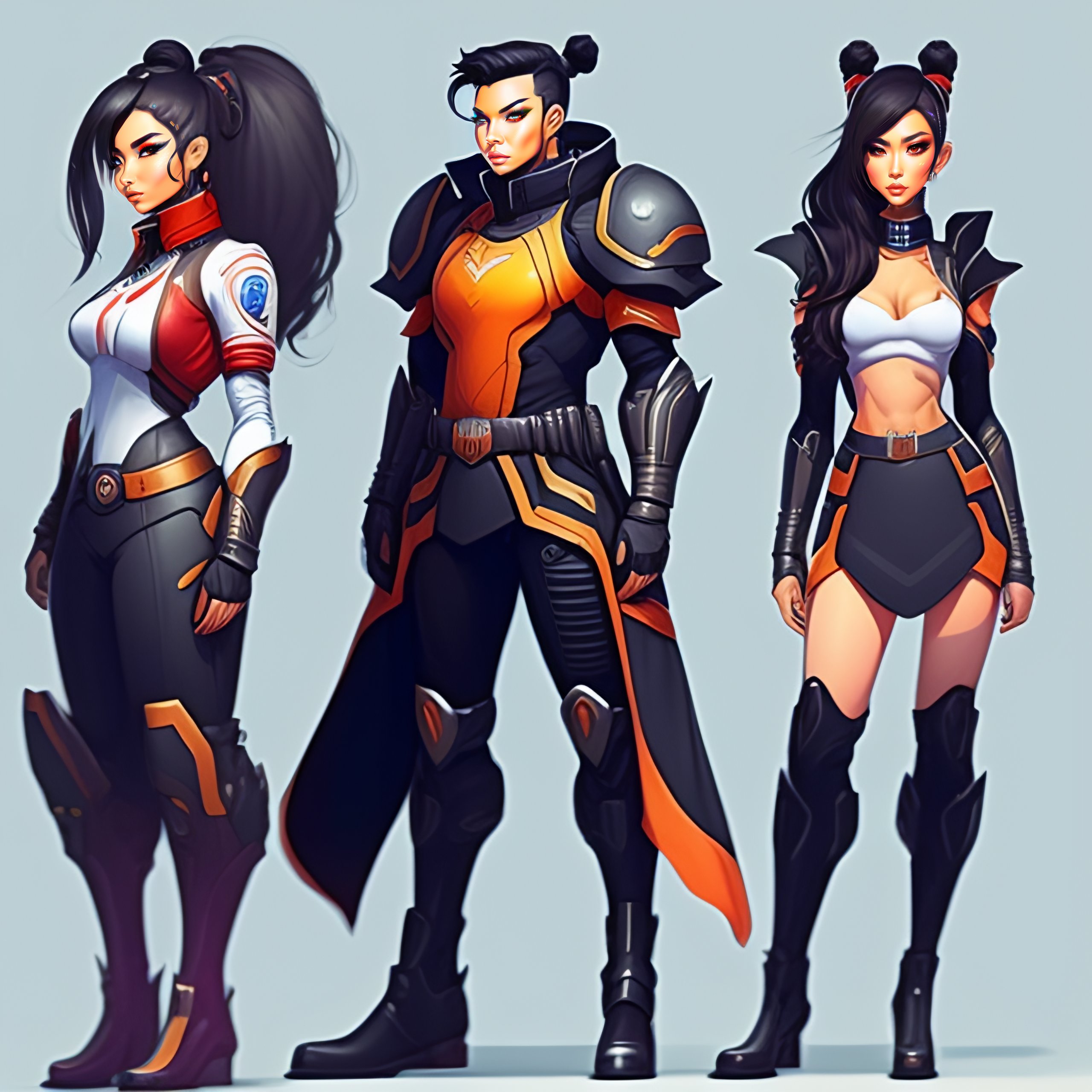 Lexica - 2D painting character full-body non-gender futuristic cyborg sketch draft style