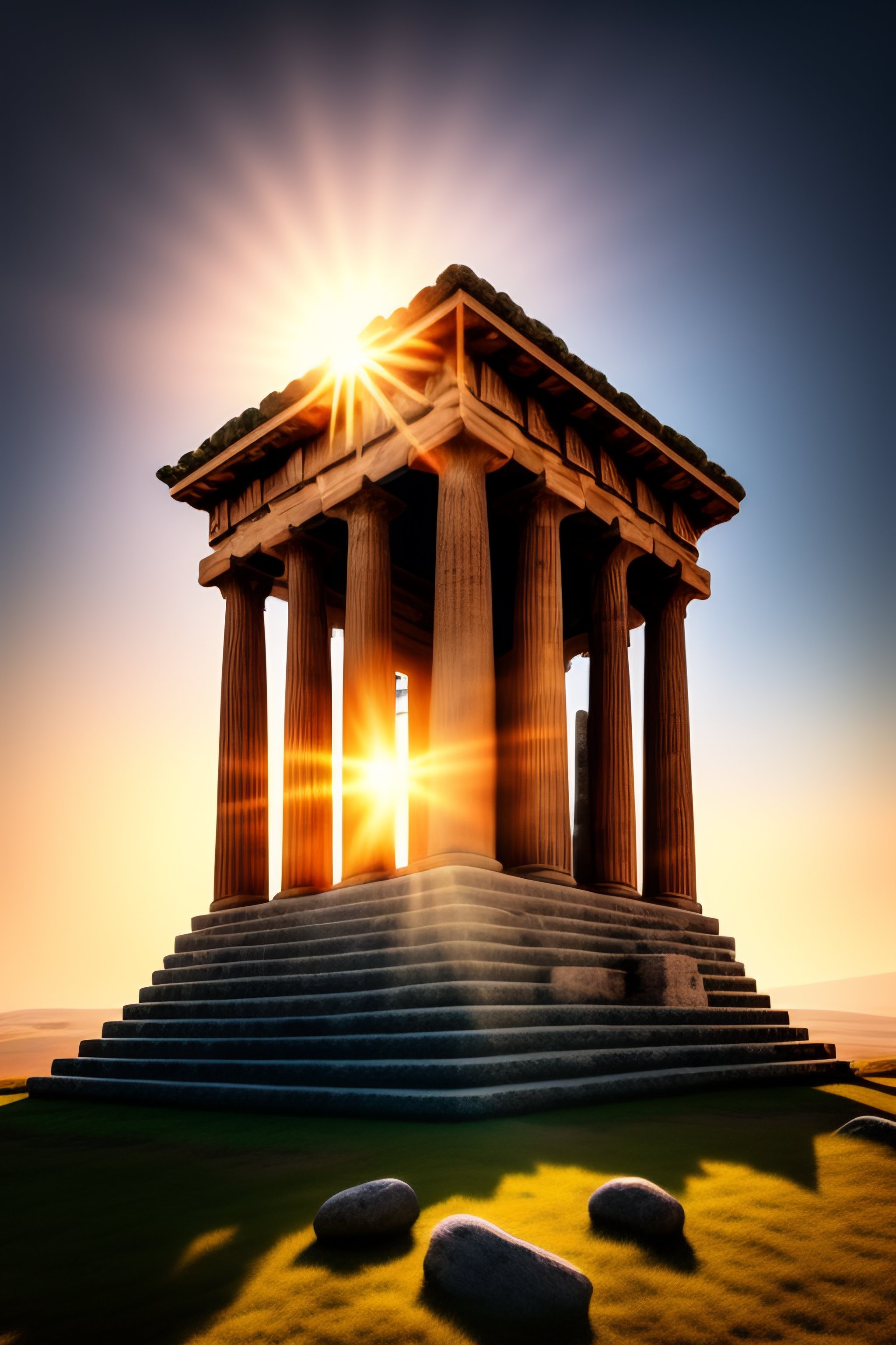 Lexica - Ancient greek temple on a hill in the sunlight
