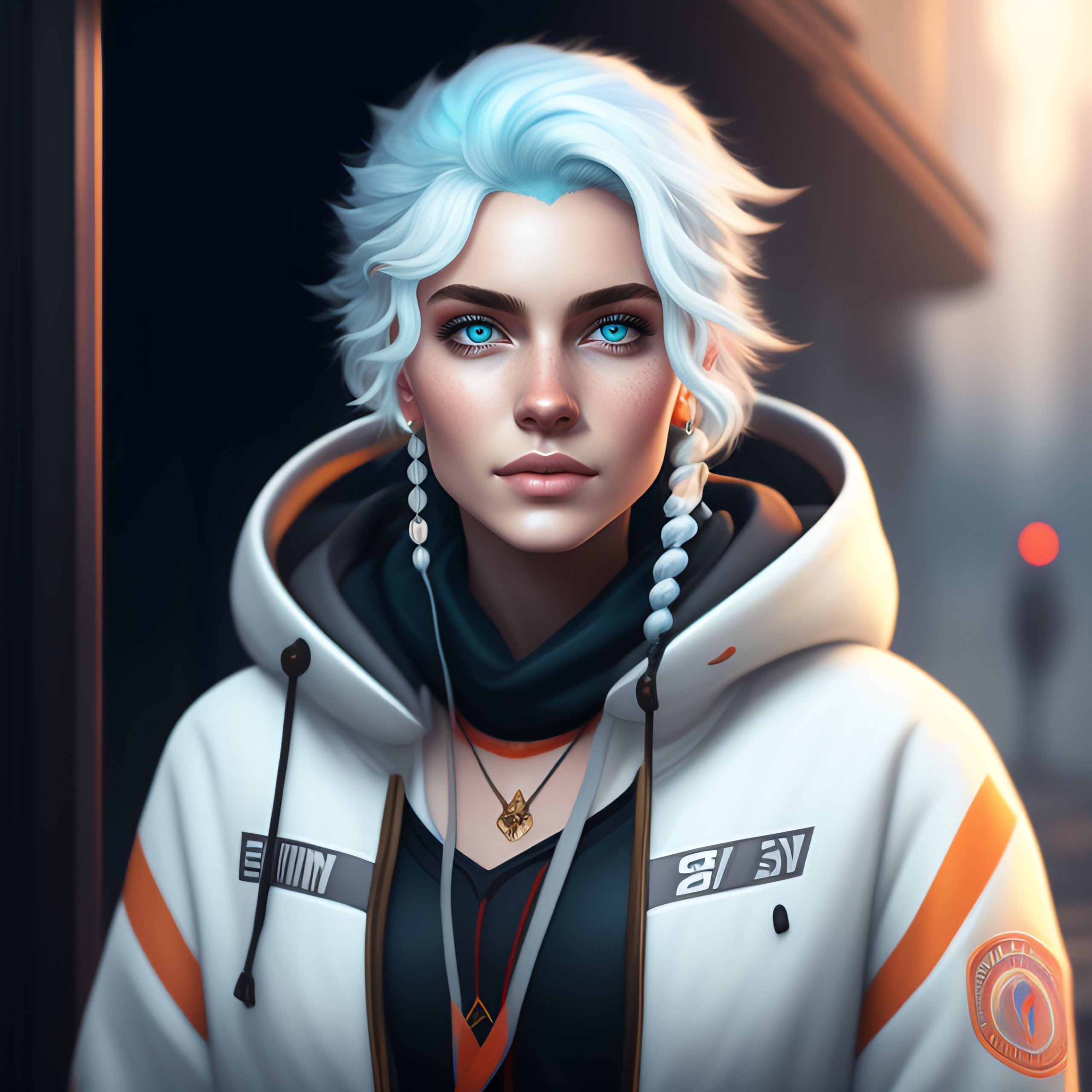 Lexica - Highly detailed portrait of a sewer punk lady student, blue ...