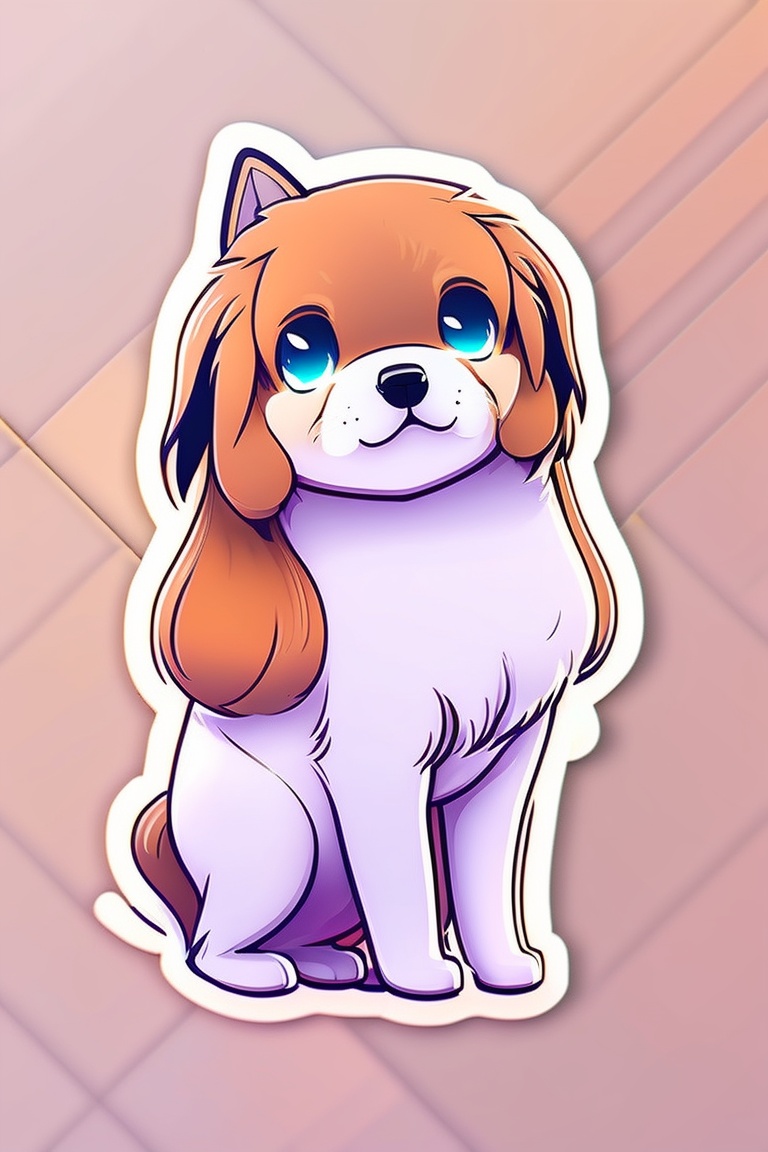Lexica - Cute anime dog sticker, anime style, solid backgound color
