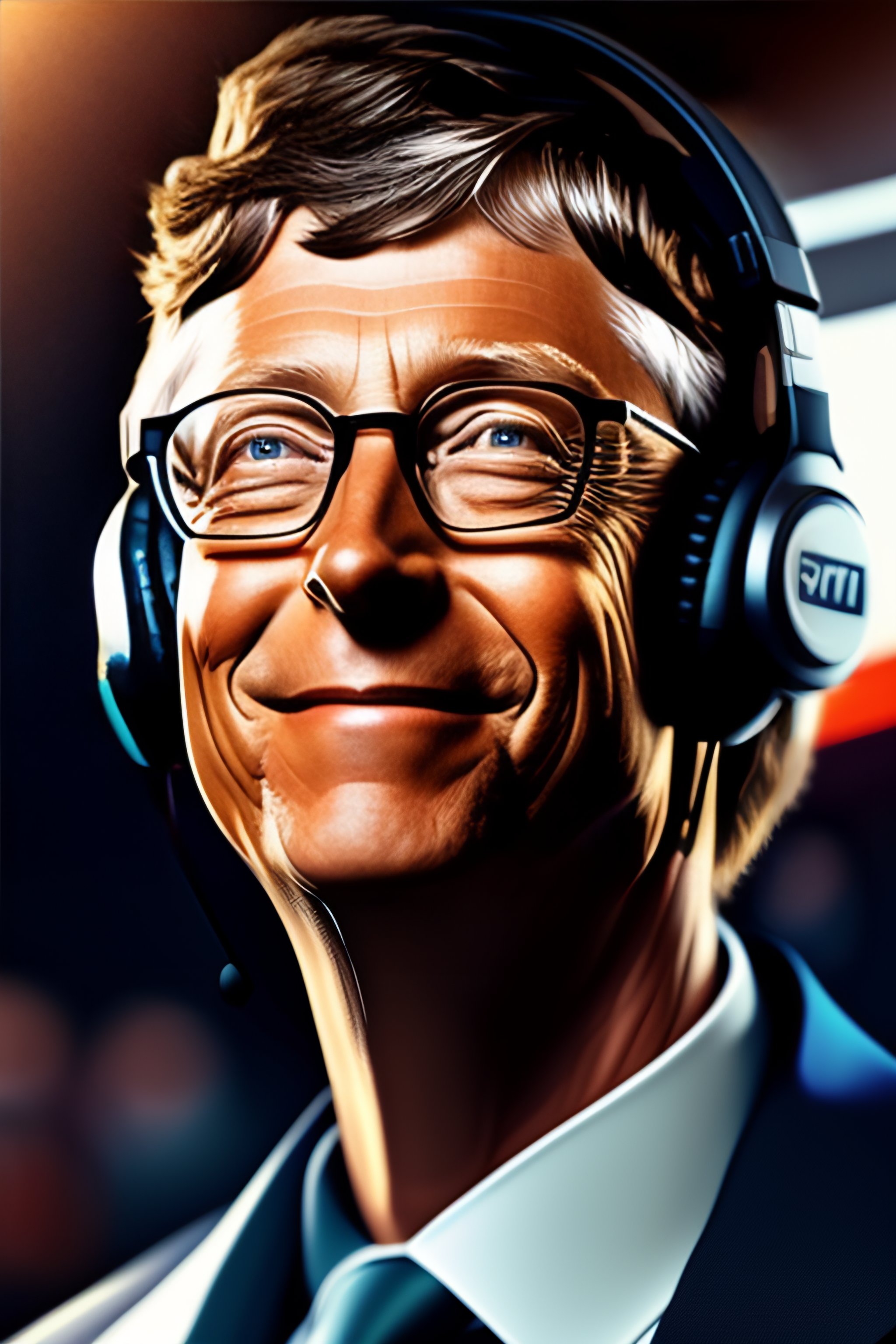 Lexica - Bill Gates wearing gaming headphones, cinematic, fantasy ...