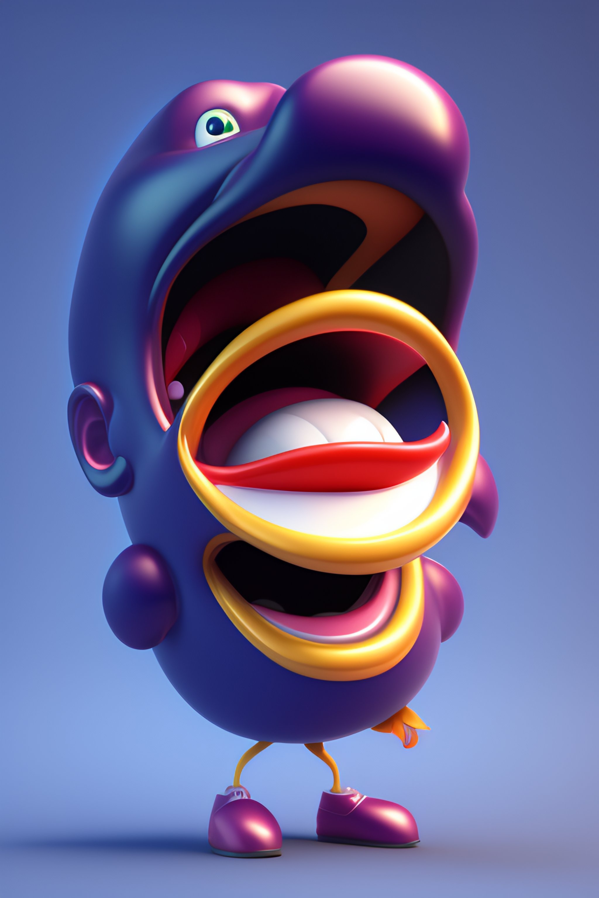 Lexica - 3d render cute character laughing big mouth