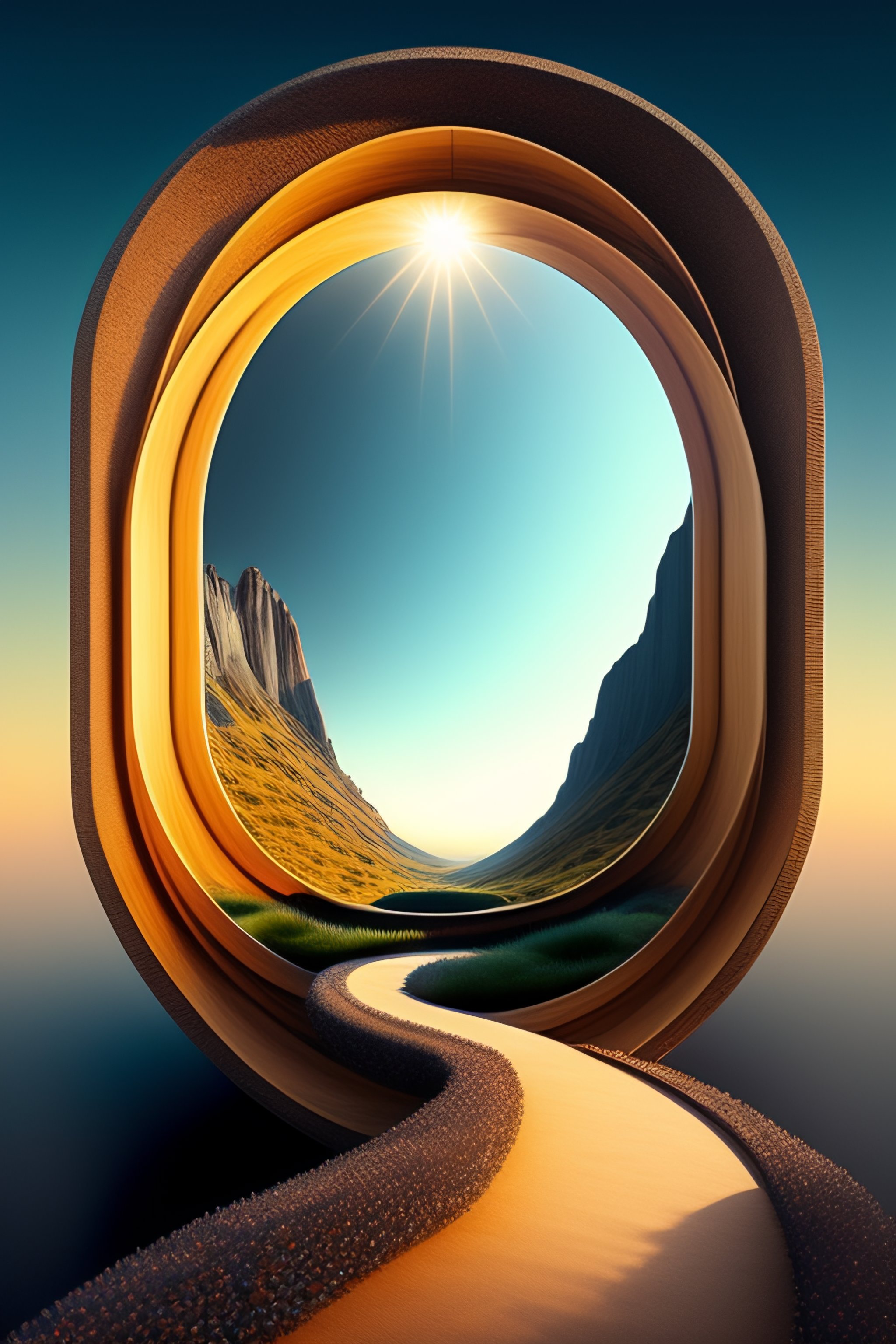 Lexica - Create a surreal landscape featuring a winding path that leads ...