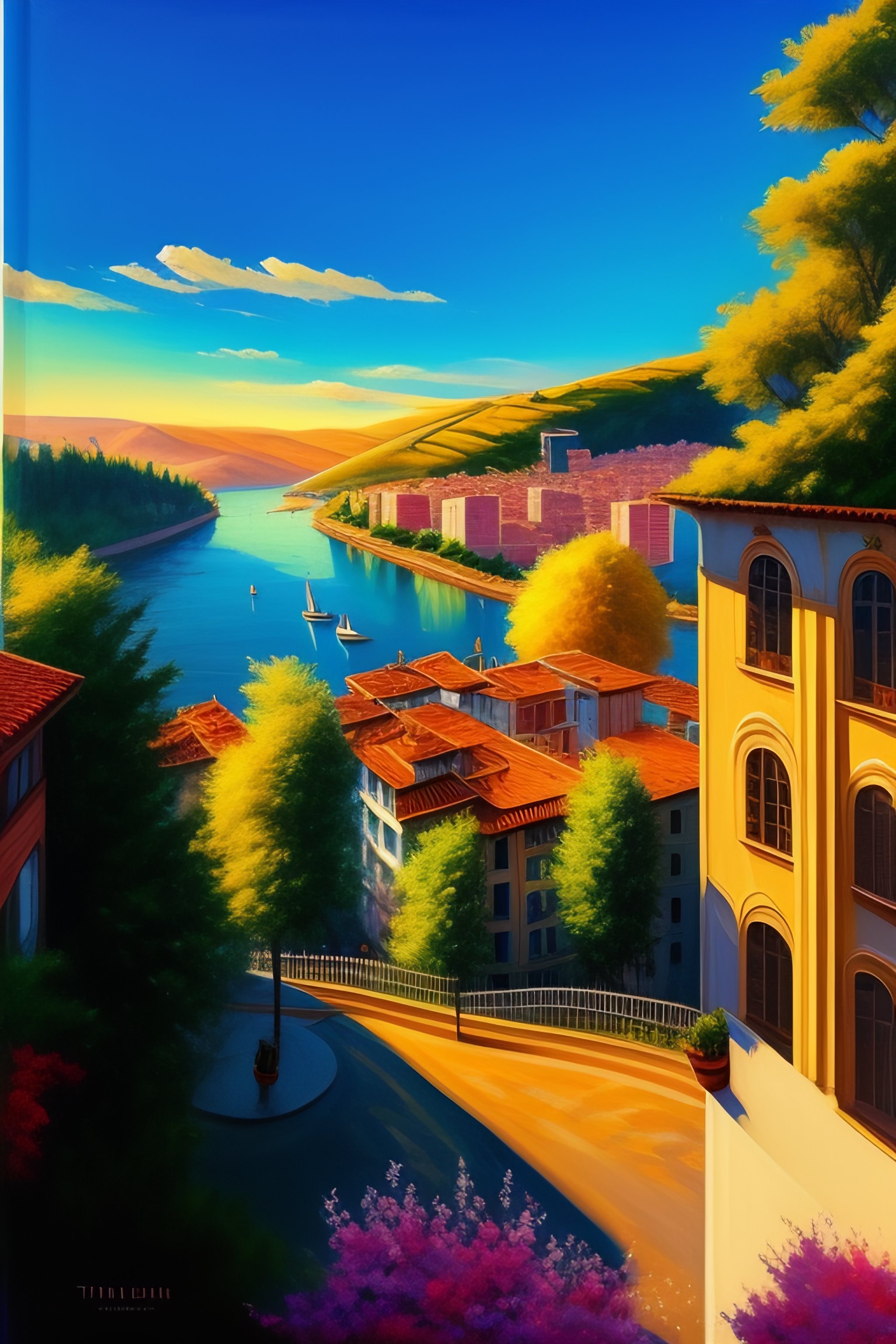 Lexica - A realistic trabzon cityscape, from the roof, tall terrace ...