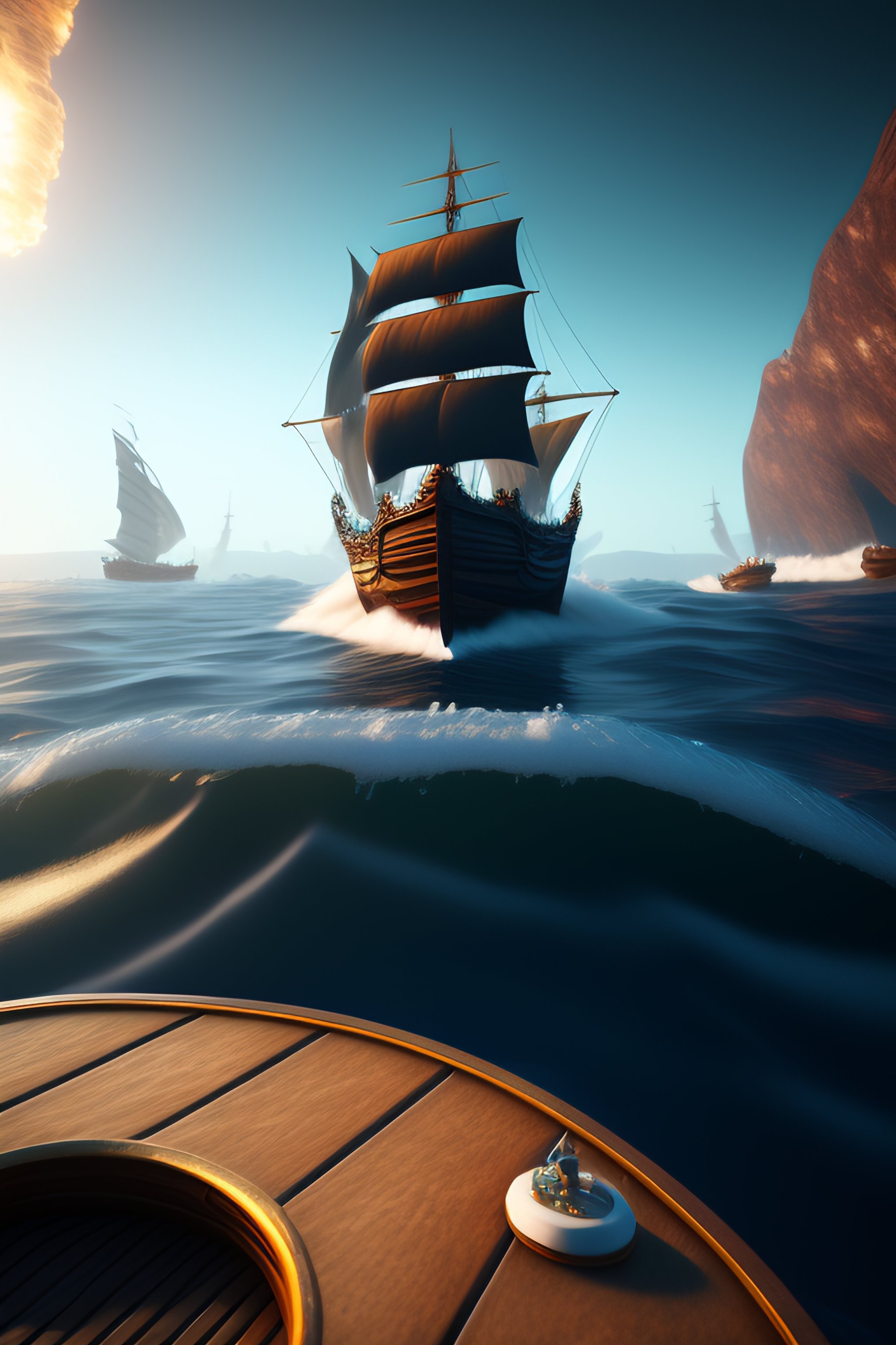 Lexica - A pirate floating on a raft in the middle of the sea, torn ...