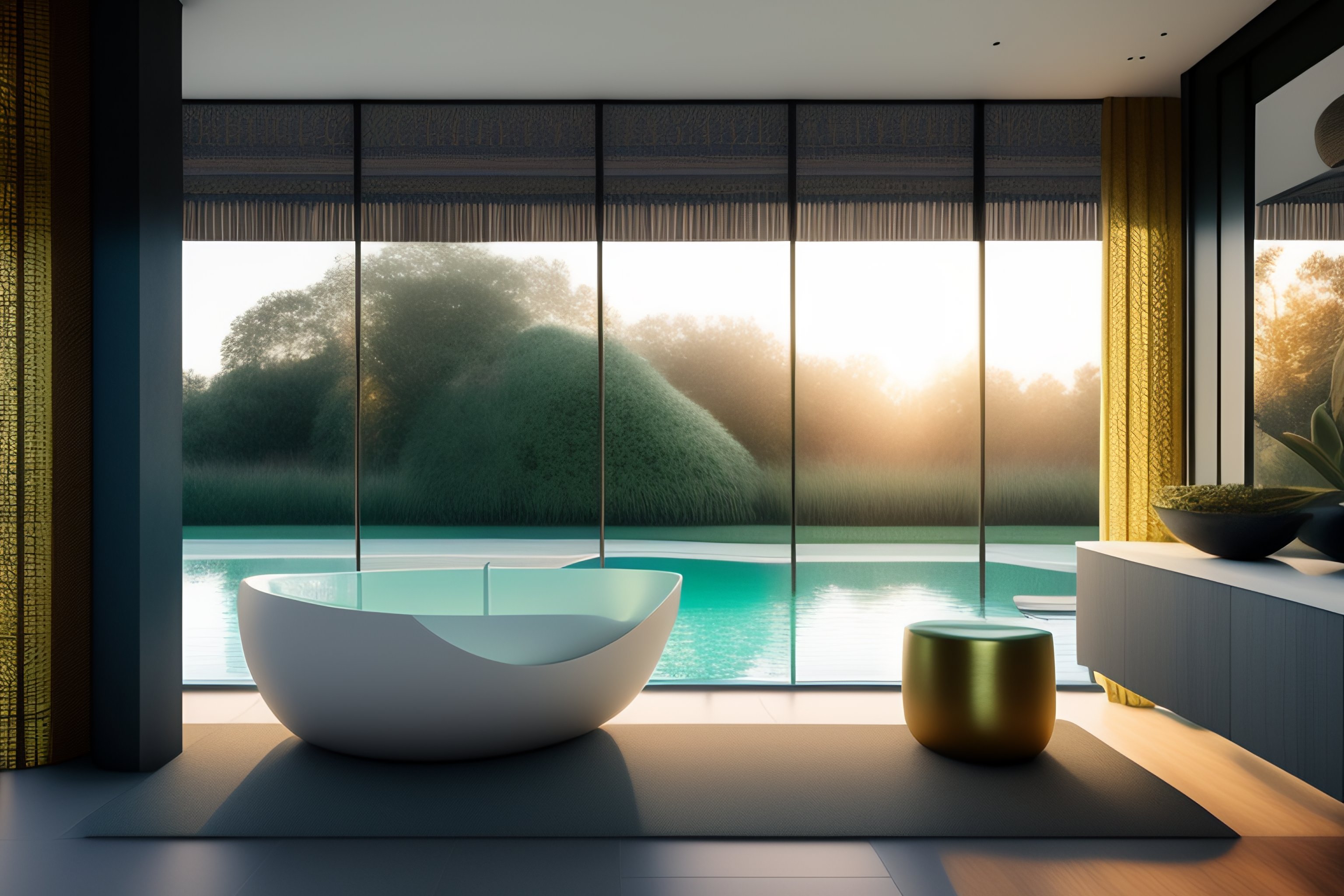 Lexica - Architectural render of an opulent spa drop-in bathtub by the ...