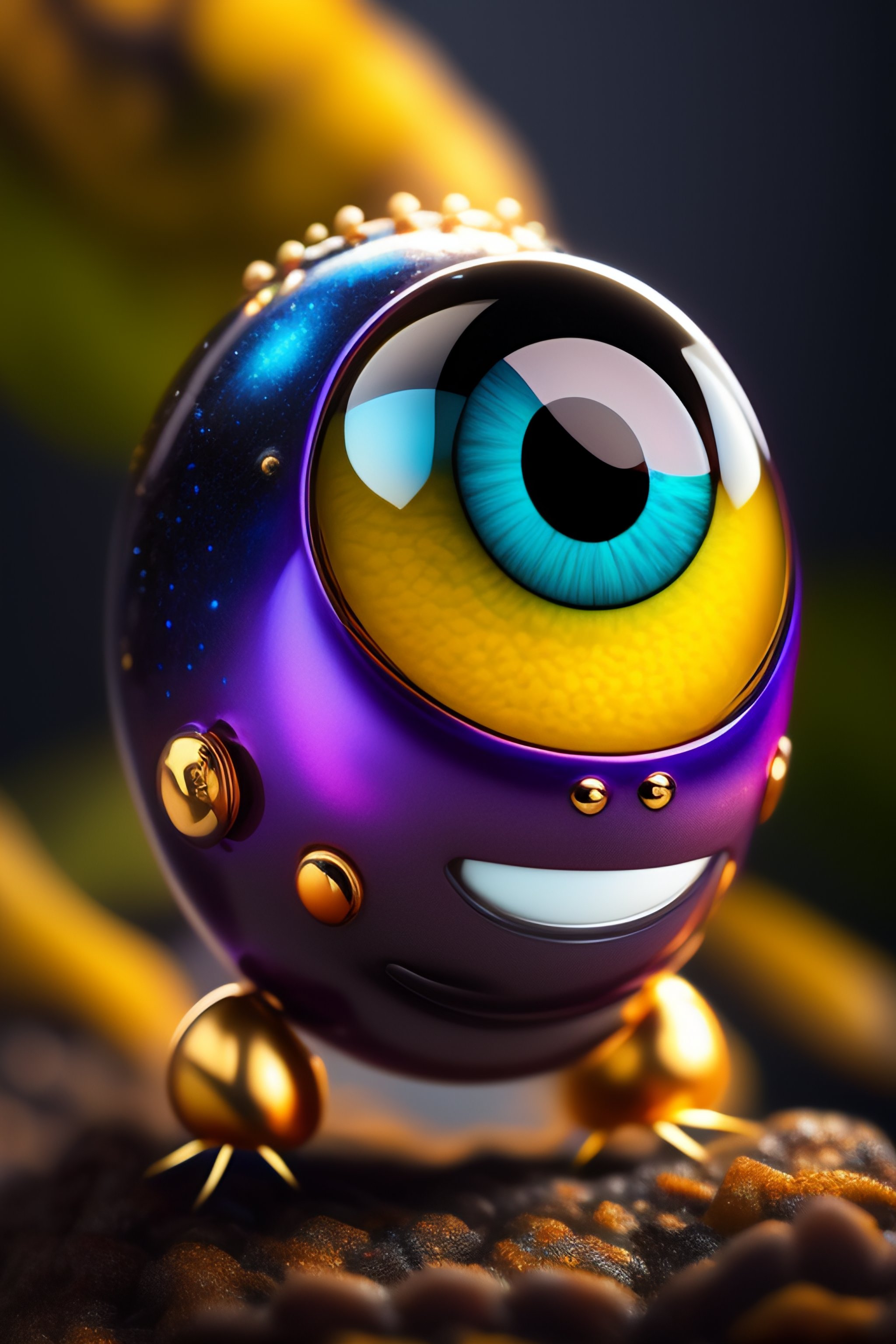 Lexica - Robot mussel with googly eyes, buff, galaxy, the movie