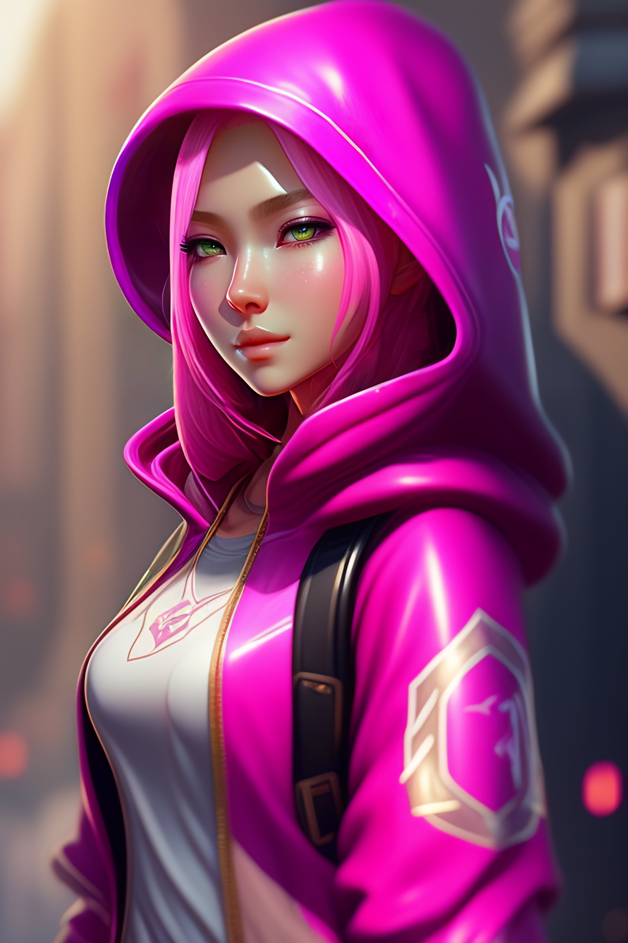 Lexica - A highly detailed illustration of cute smug pink haired pale ...