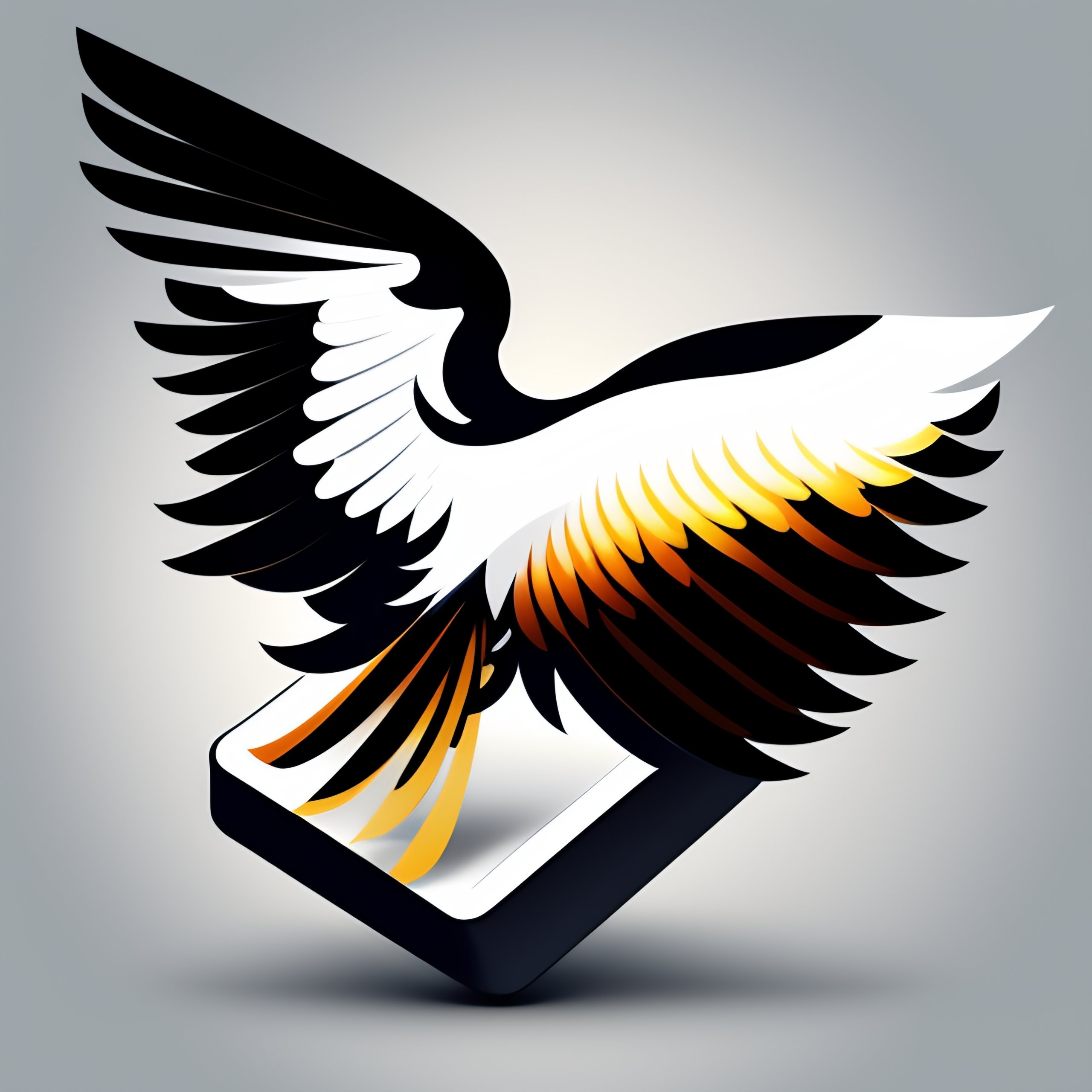 Lexica - Geometric white eagle, flying above an open black book, icon ...