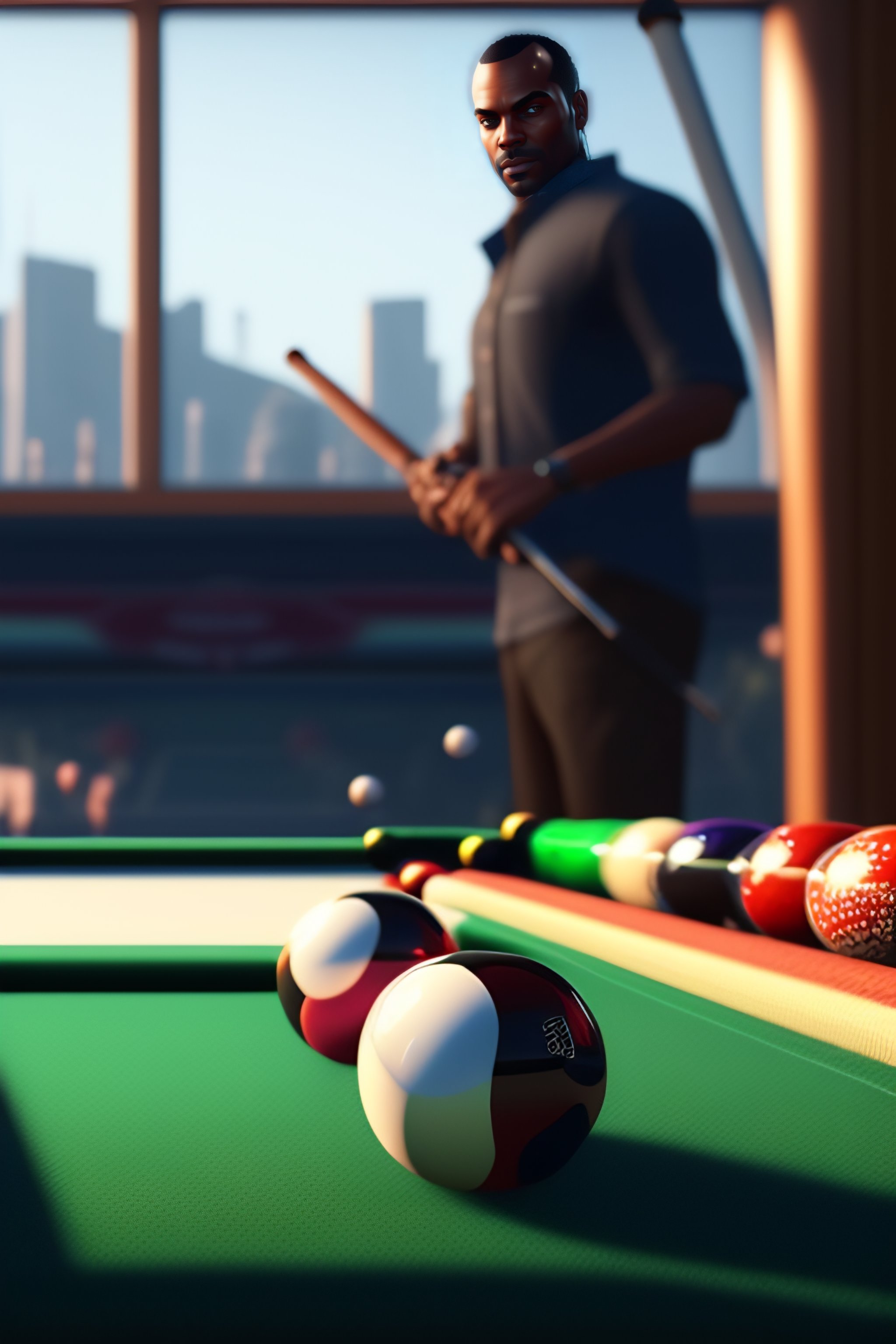 Lexica - A man holds a billiard cue in his hand, a billiard table in ...