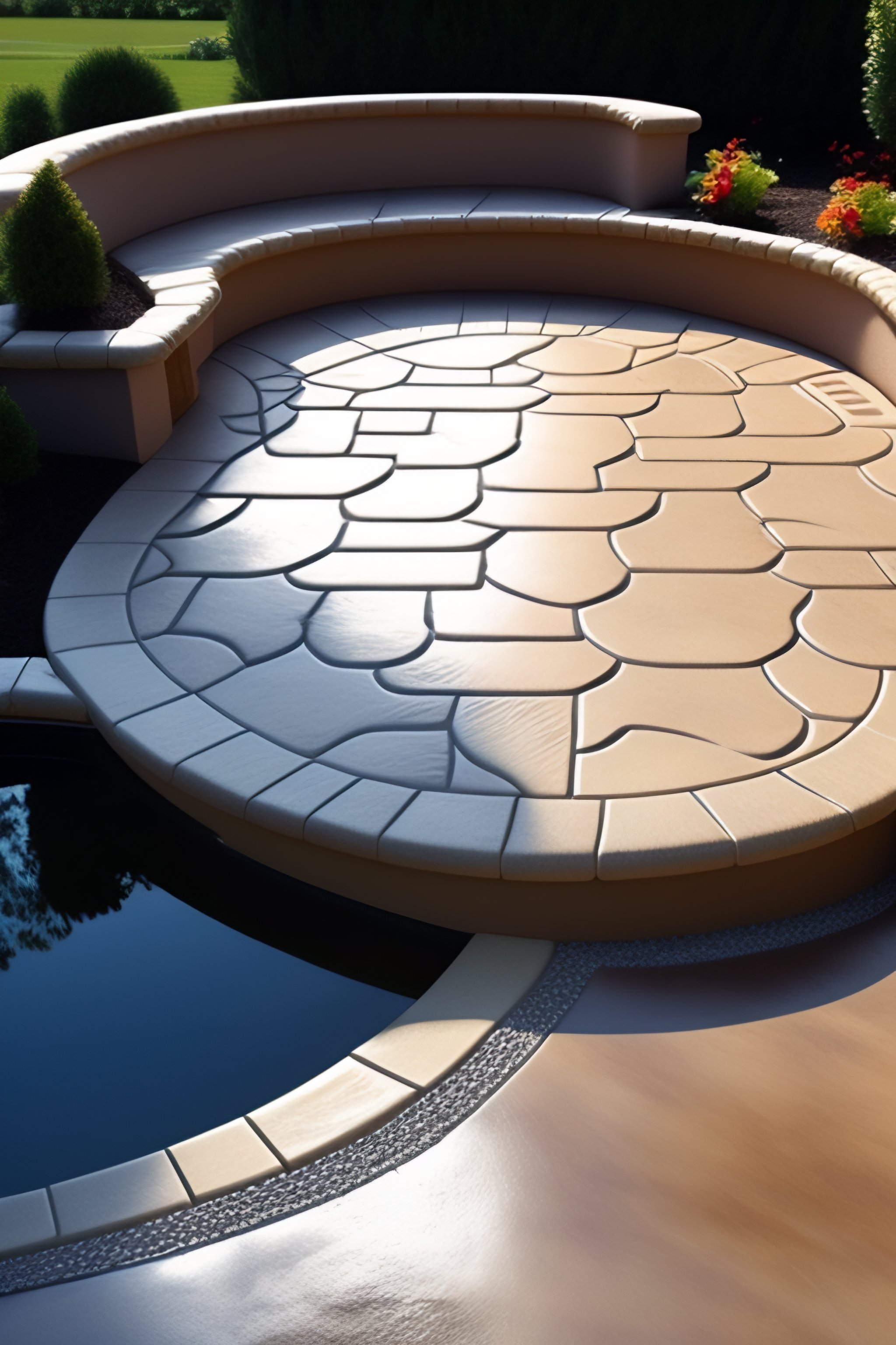 Lexica - Beautiful stamped concrete patio using random stone stamp pattern