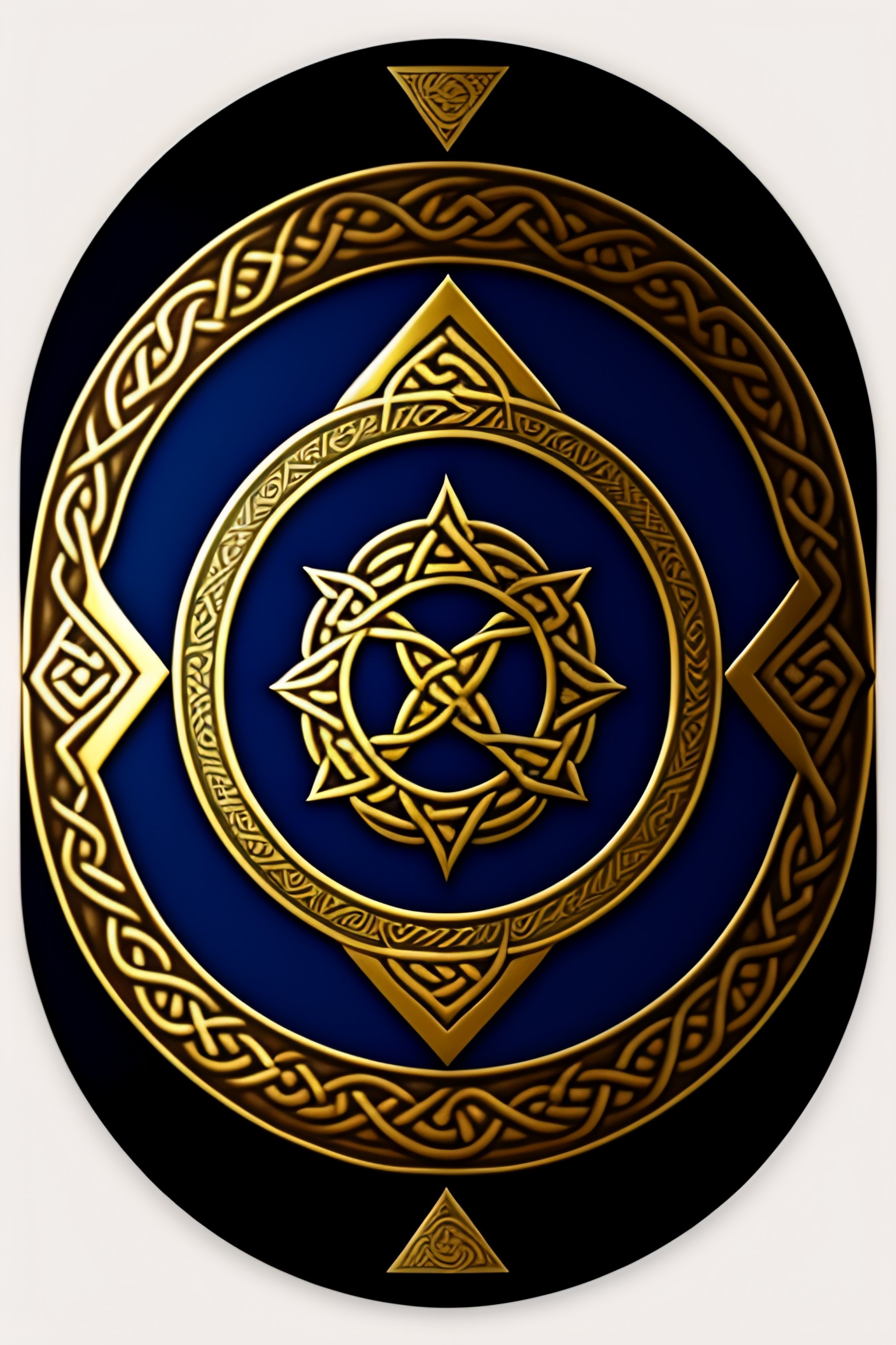 Lexica - A gothic circle shield logo high fantasy in gold and blue ...