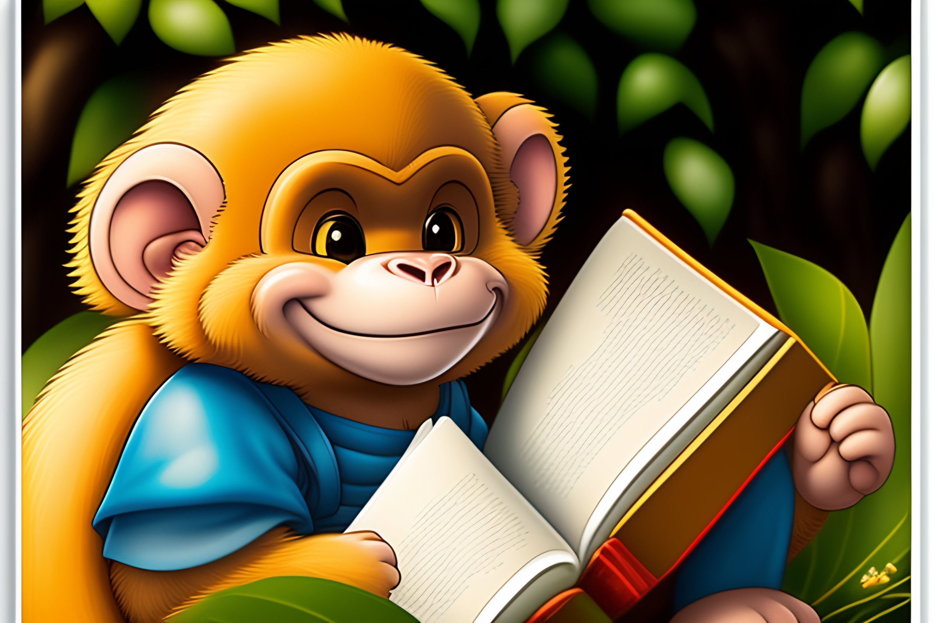 Monkey Reading A Book Clipart