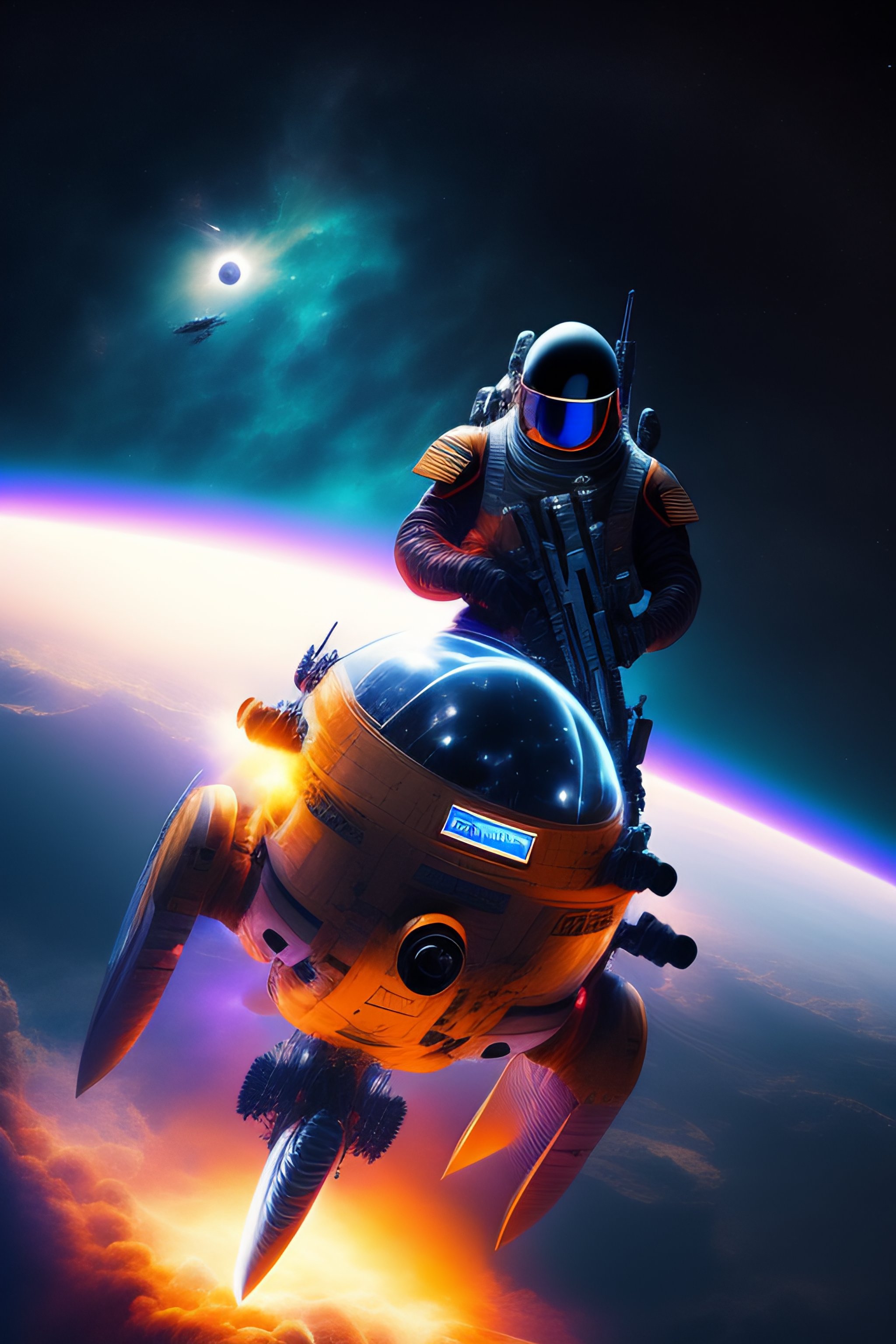 Lexica - Putin cyborg in space war with laser blaster