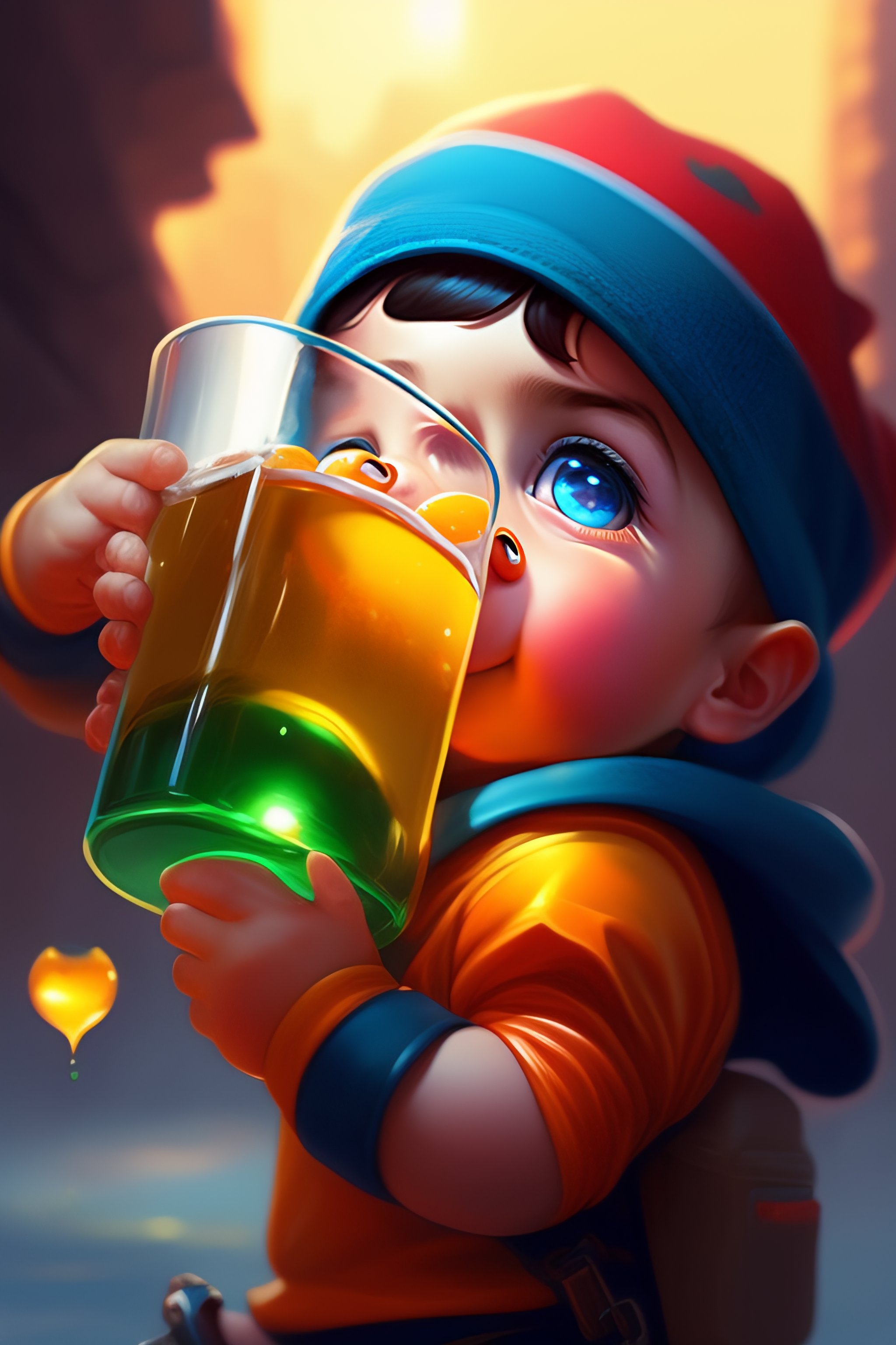 Lexica - Baby drinking juice art heartstone Video game icon, official ...