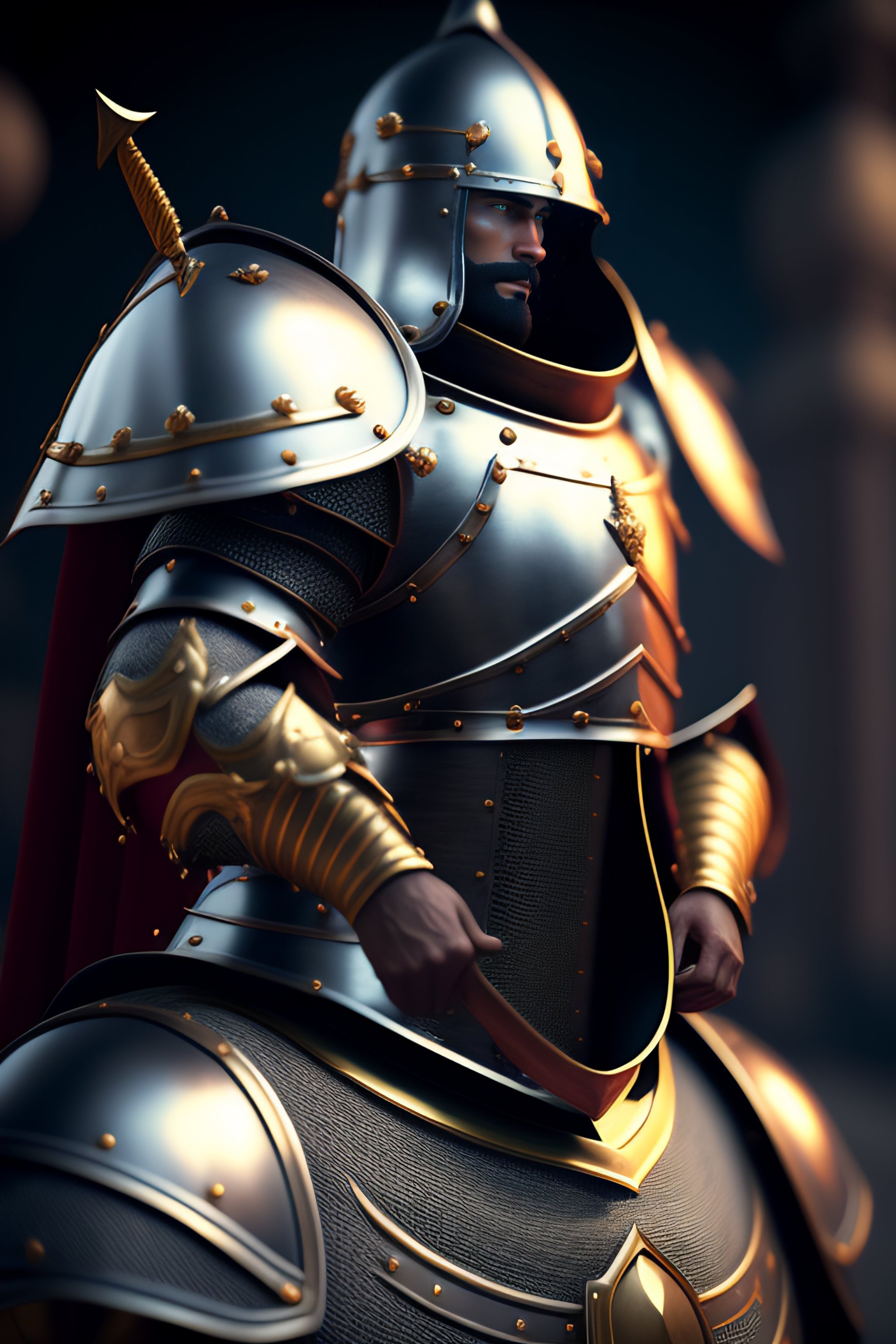 Lexica - A medieval Knight, Unreal Engine, ray tracing, 4K, armour, sword