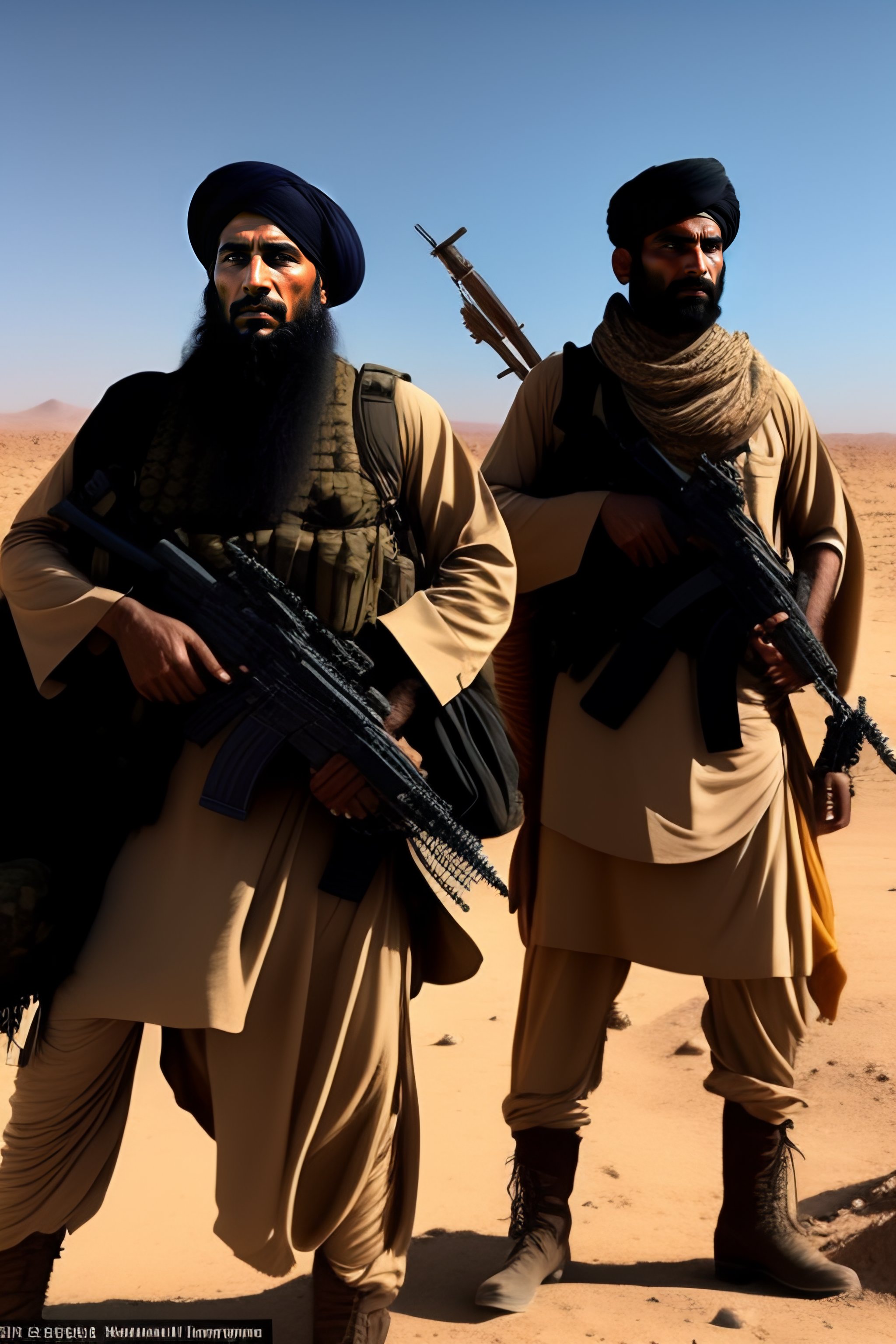 Lexica - Afghan taliban wearing traditional clothes standing next to a ...