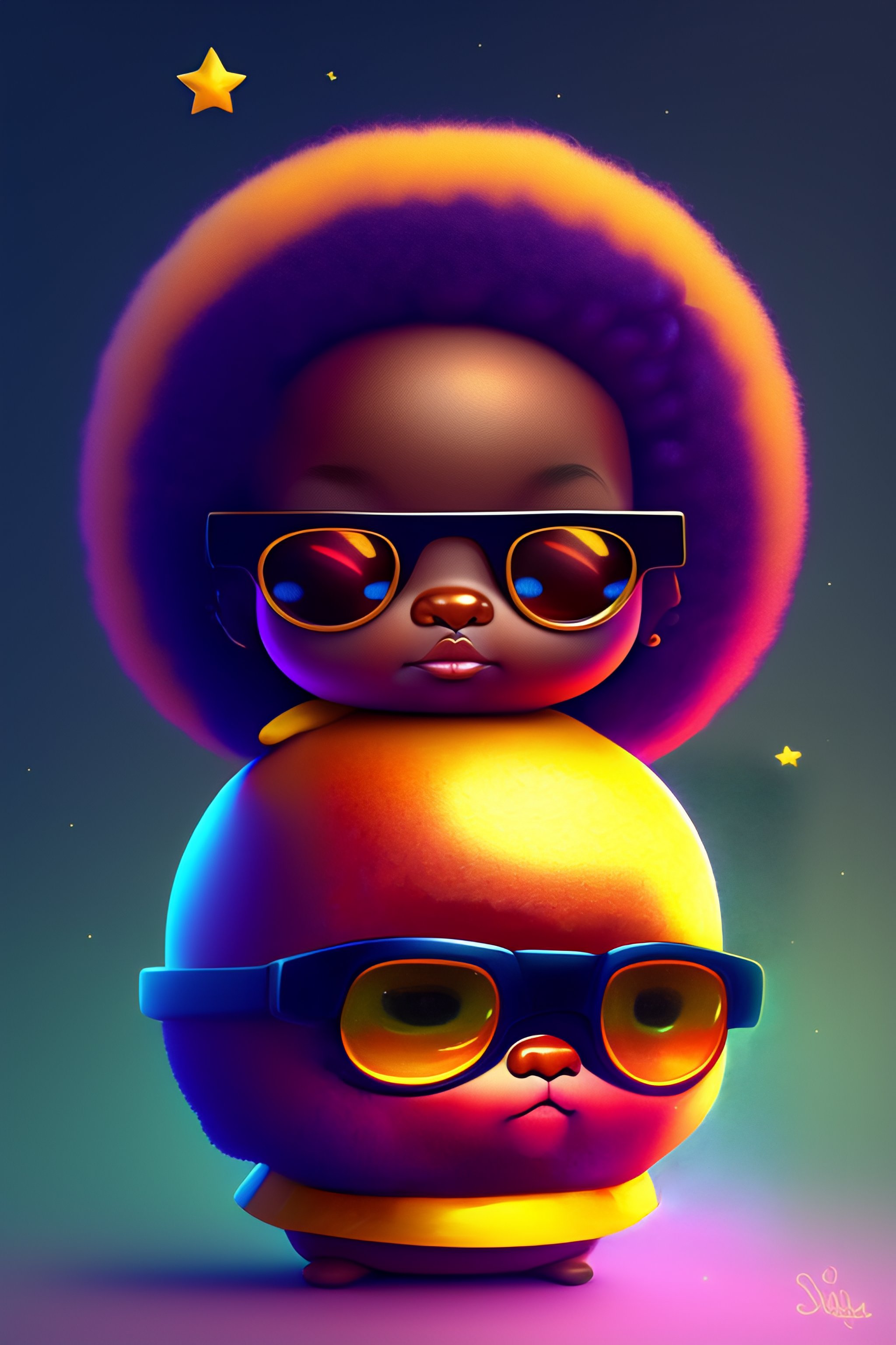 Lexica - Cute and adorable cartoon Stevie Wonder baby, fantasy ...