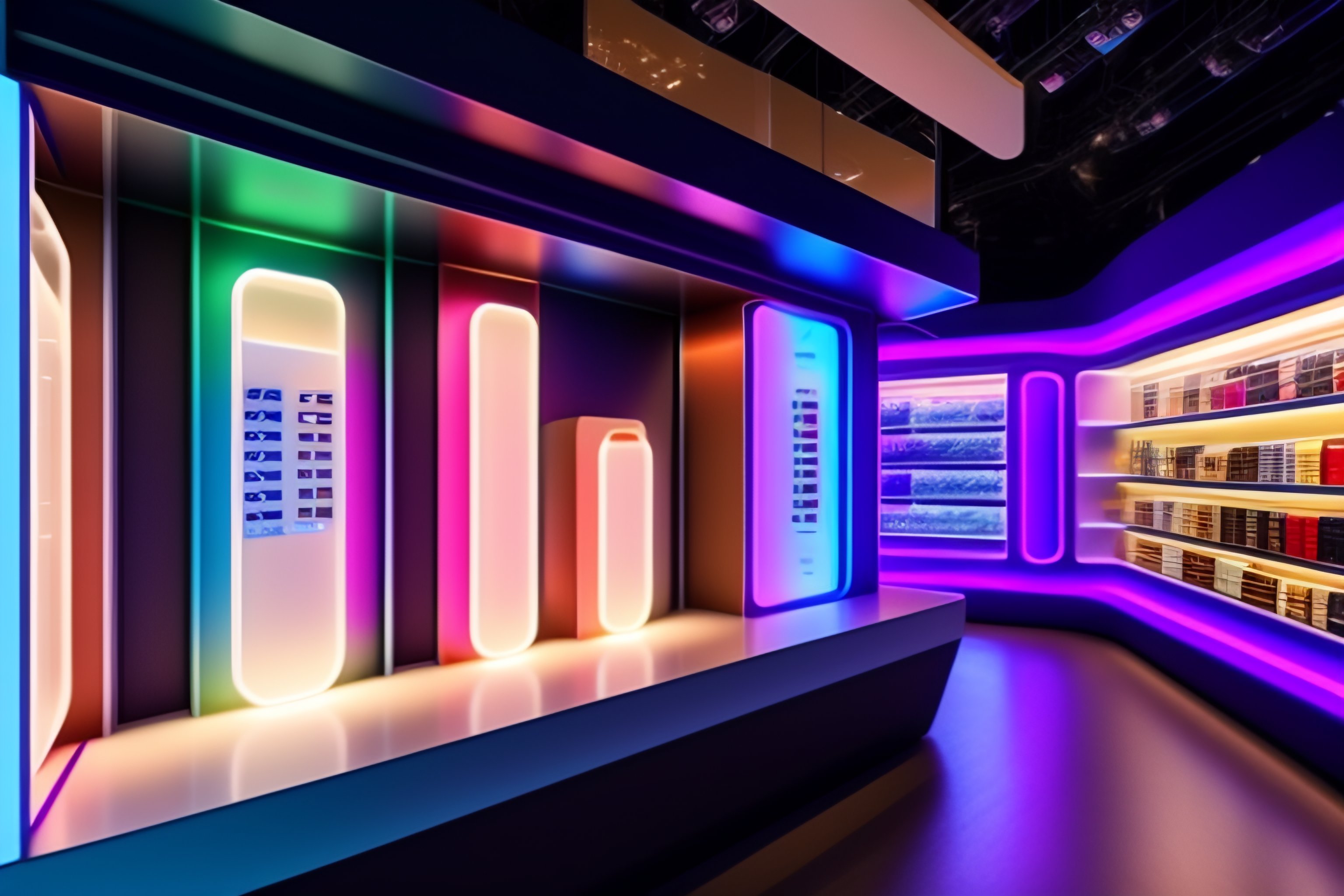 Lexica - A futuristic store with electronic products, holograms of ...