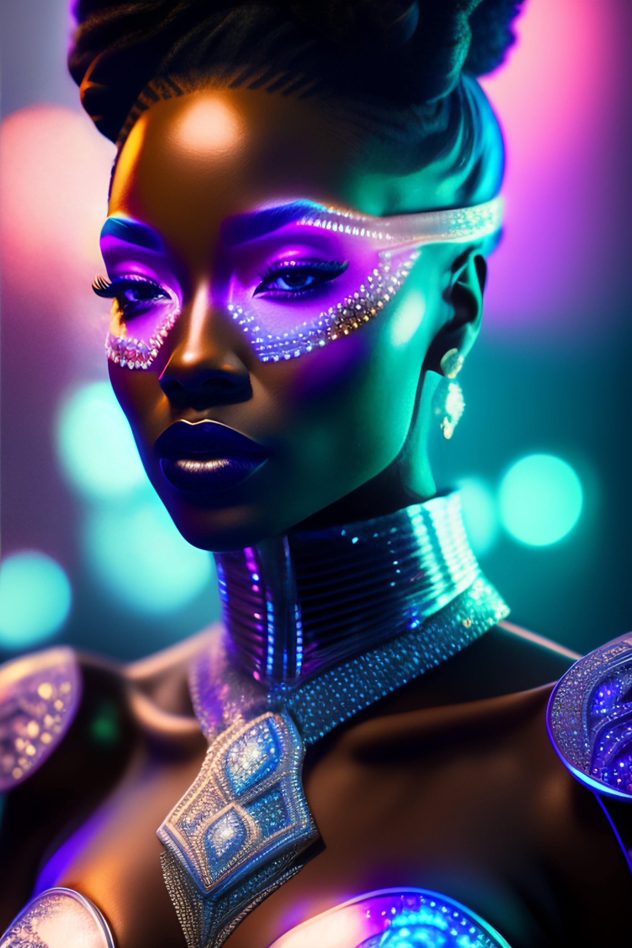Lexica - Voodoo, full body illustration, cyberpunk, crystal, white ...
