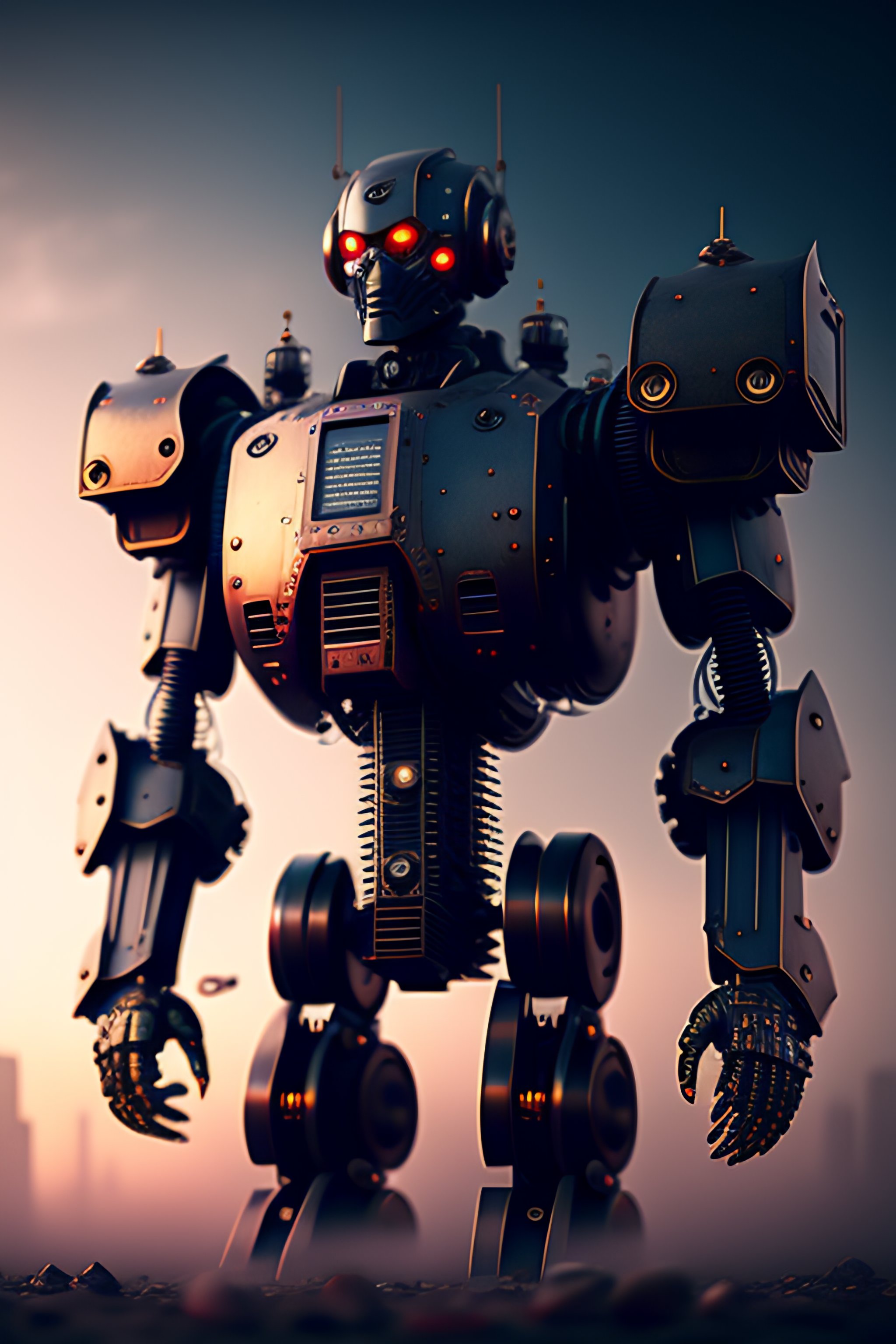 Lexica - Portrait of a rusian evil cyberpunk robot made of rusty clocks ...