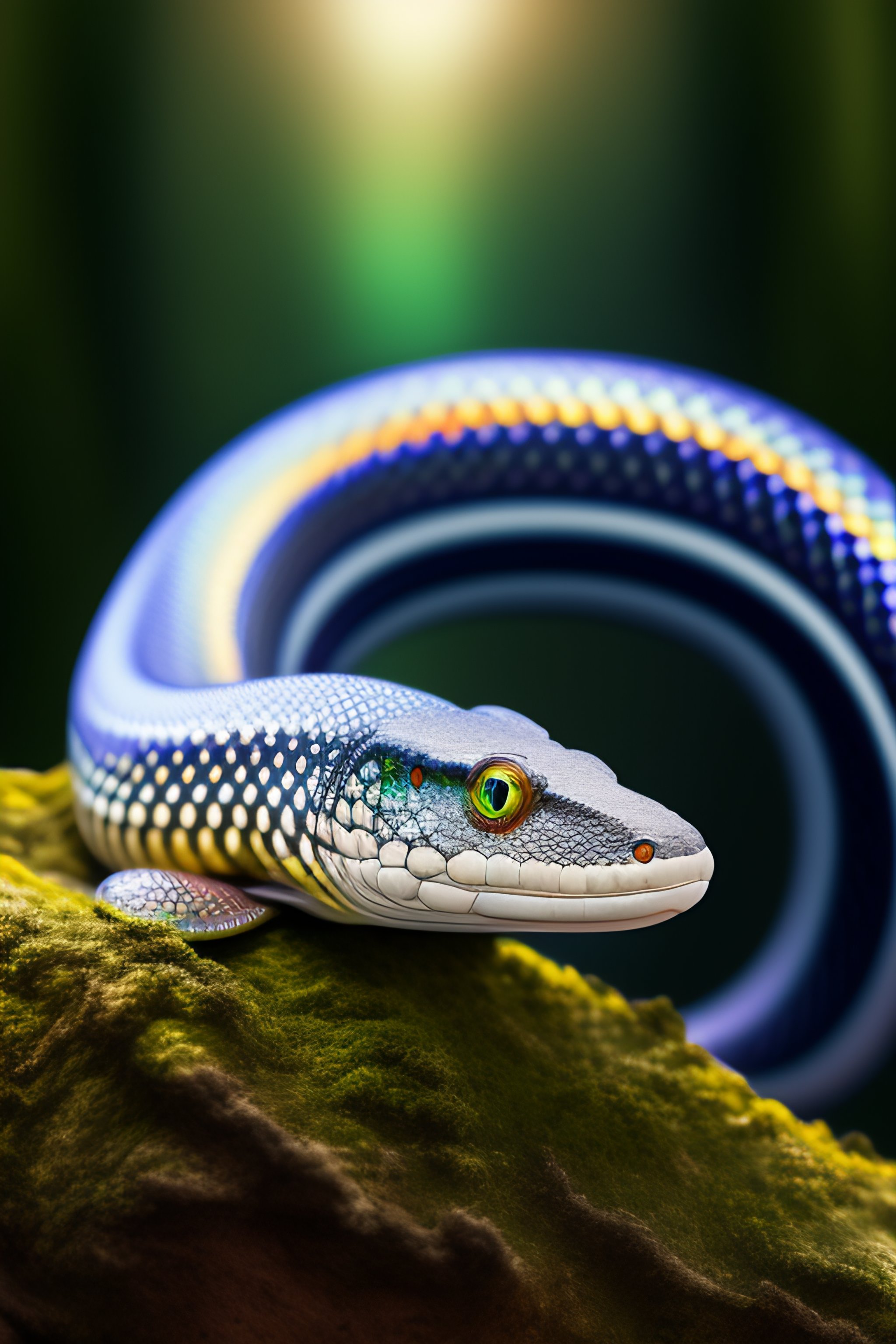 Lexica - ((gray snake with rainbow scales around its eyes and head ...