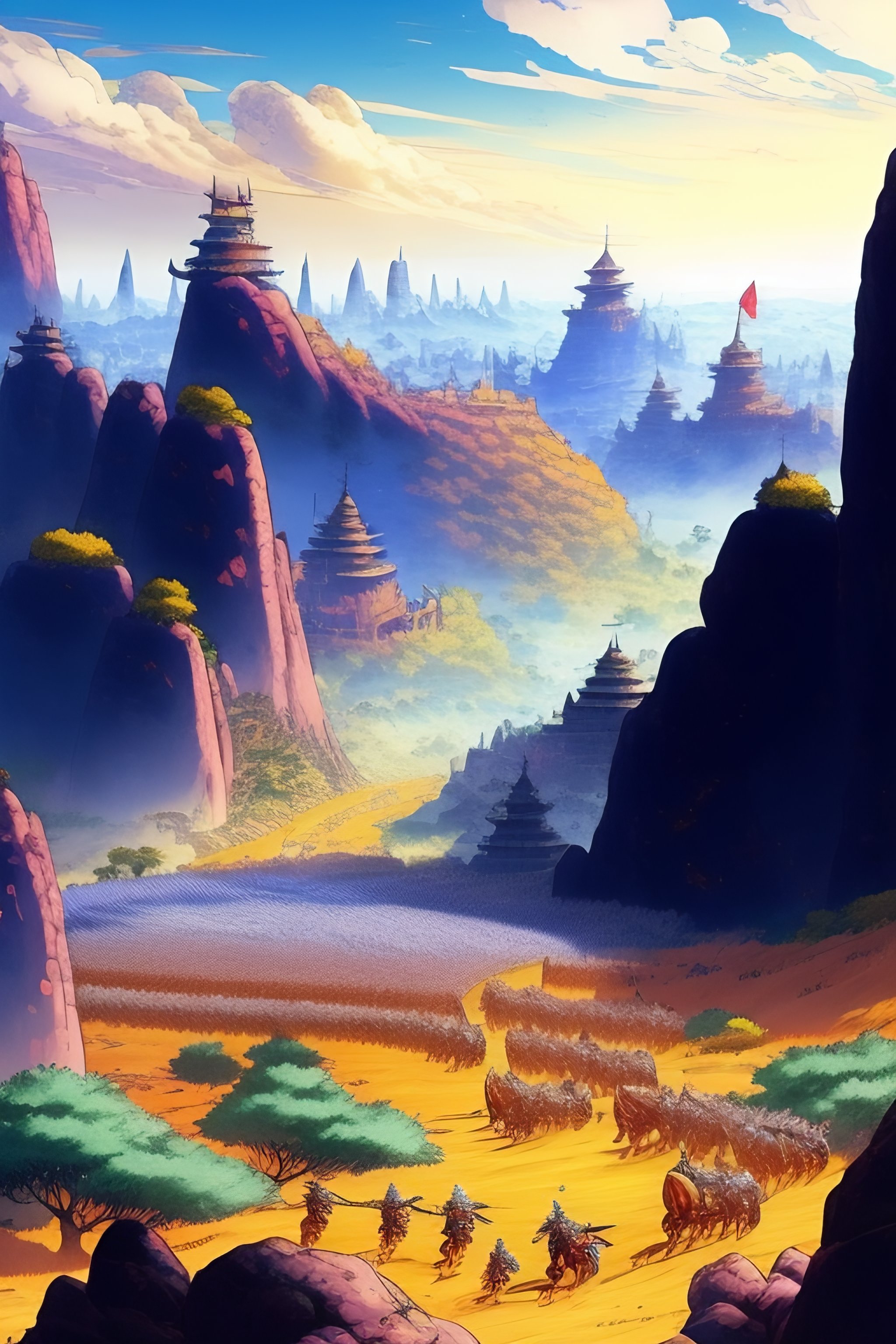 Lexica - Epic battle manga style. A sprawling battlefield with armies ...