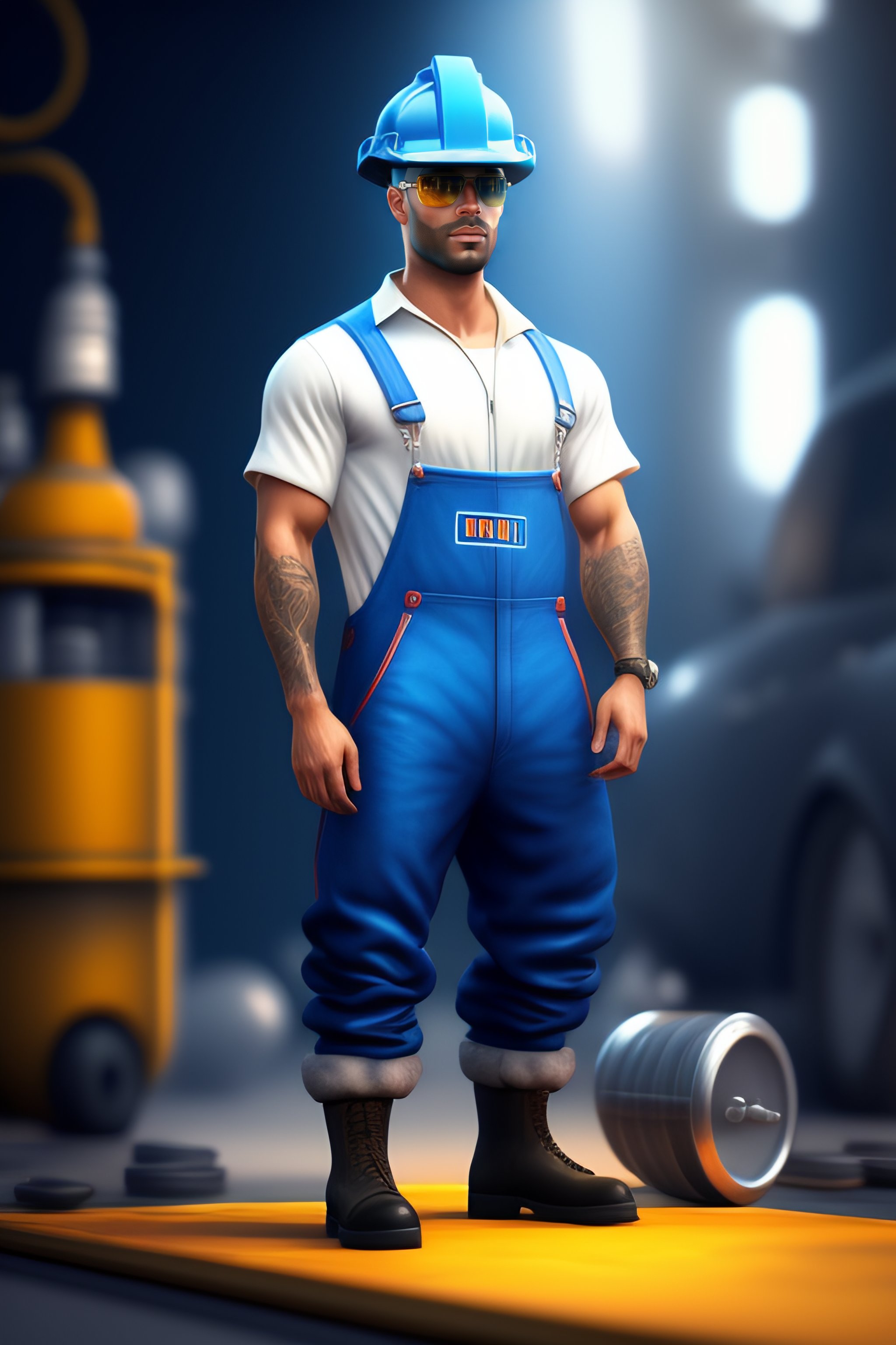 Lexica - Mechanic care of a car man 3d blue overalls cartoon, fantasy ...