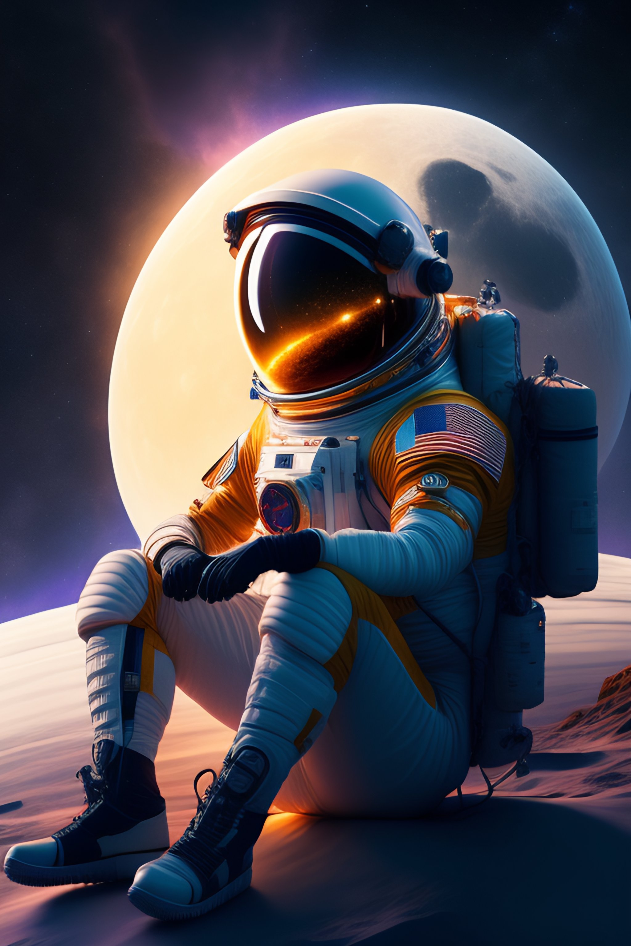 Lexica - Portrait of a male astronaut with closed eyes sitting in the ...