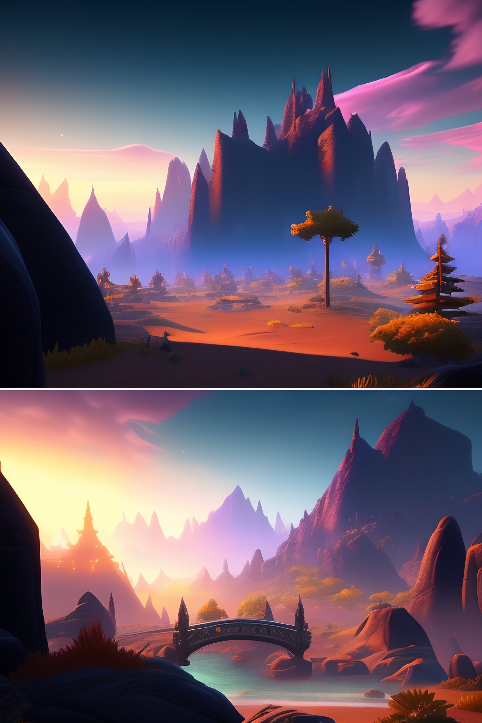 Lexica - World of Warcraft style, ultra detail, epic landscape