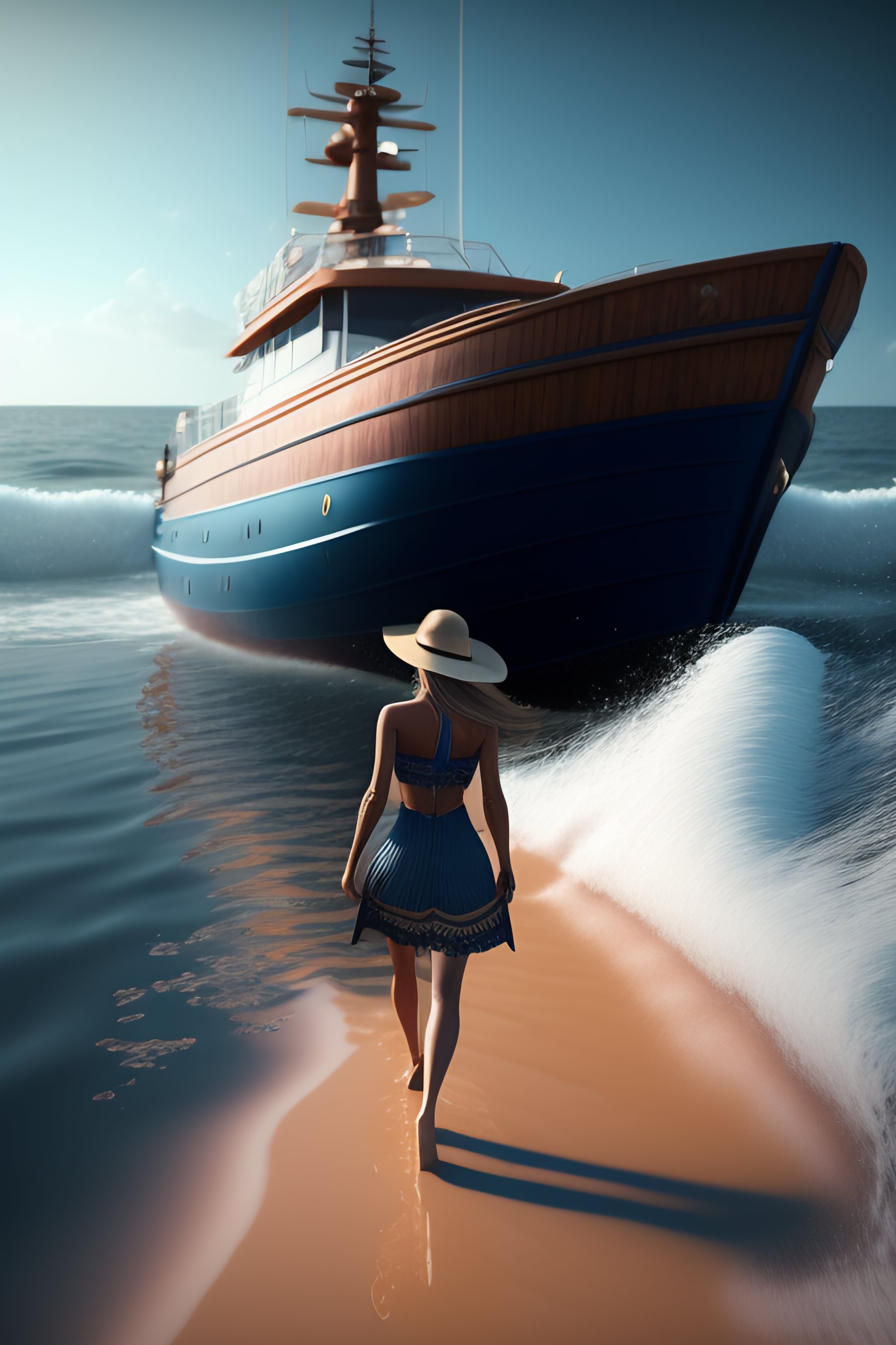 Lexica - Full body portrait of beautifull women walking on sea with ...