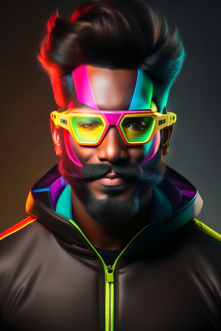 Lexica - Crazy indian tech guy front facing with tech mask covering ...