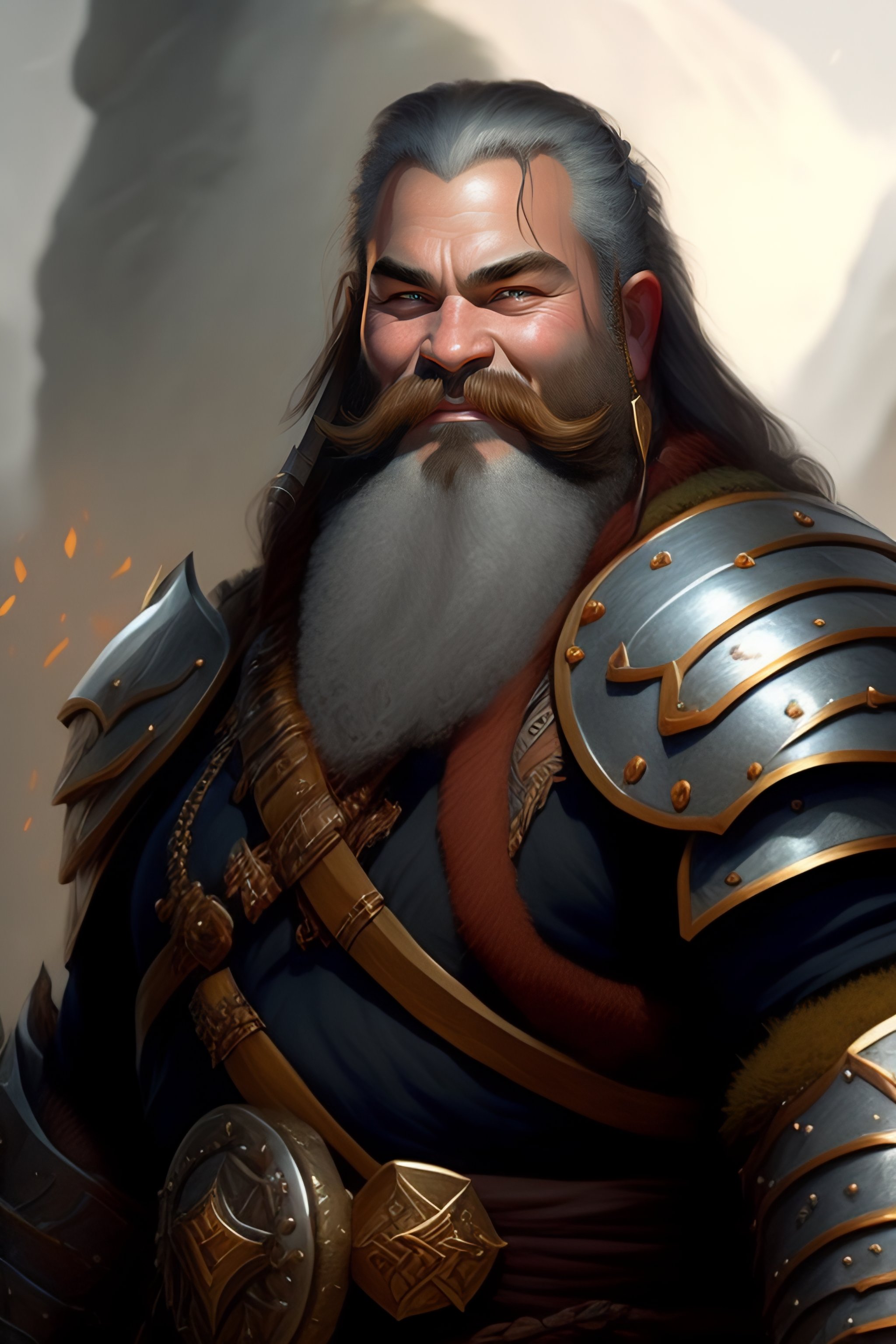 Lexica - Portrait of a happy dwarf paladin with orcish axe and rusty ...