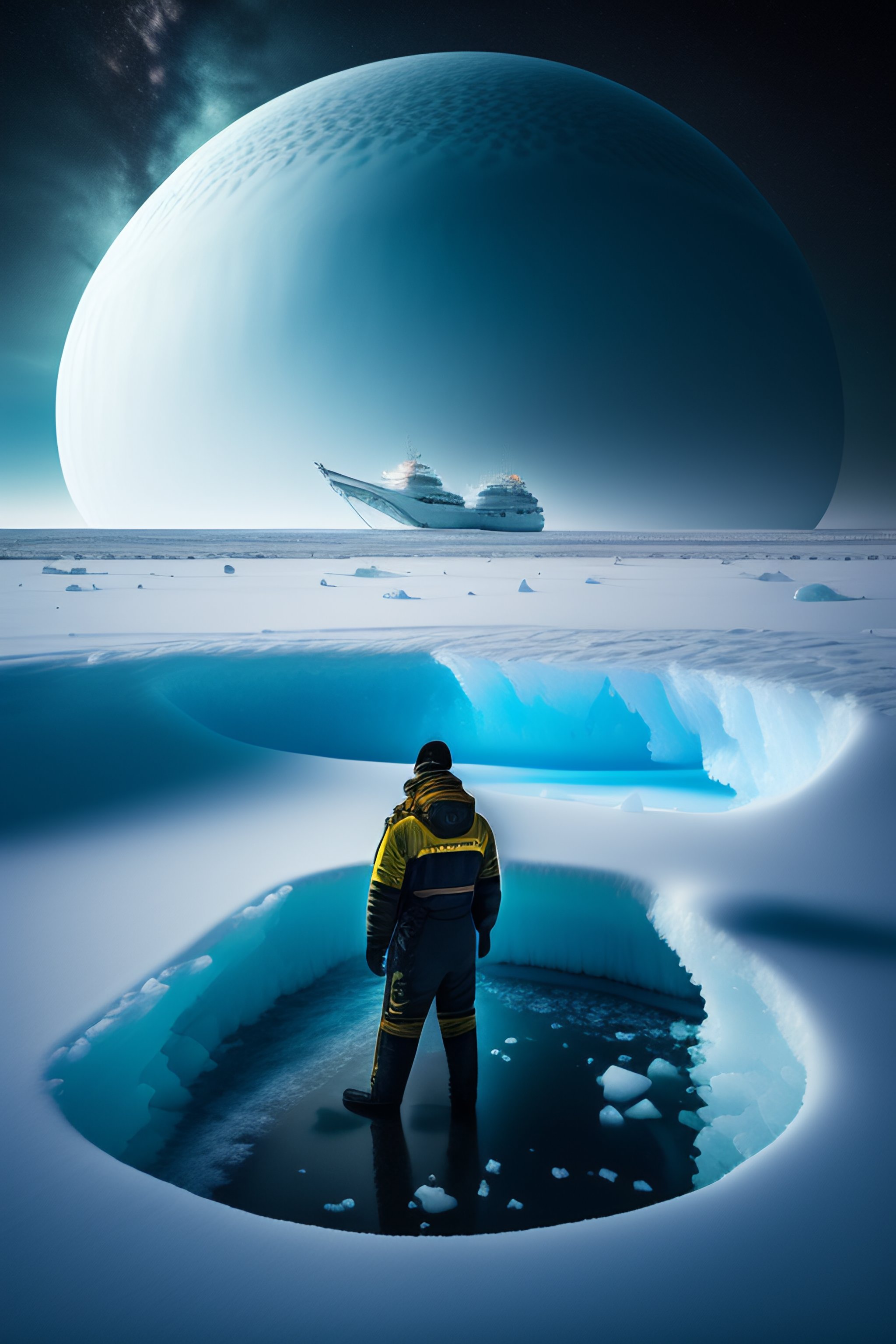 Lexica - Cinematic scene of scientists in the arctic discovering a ...