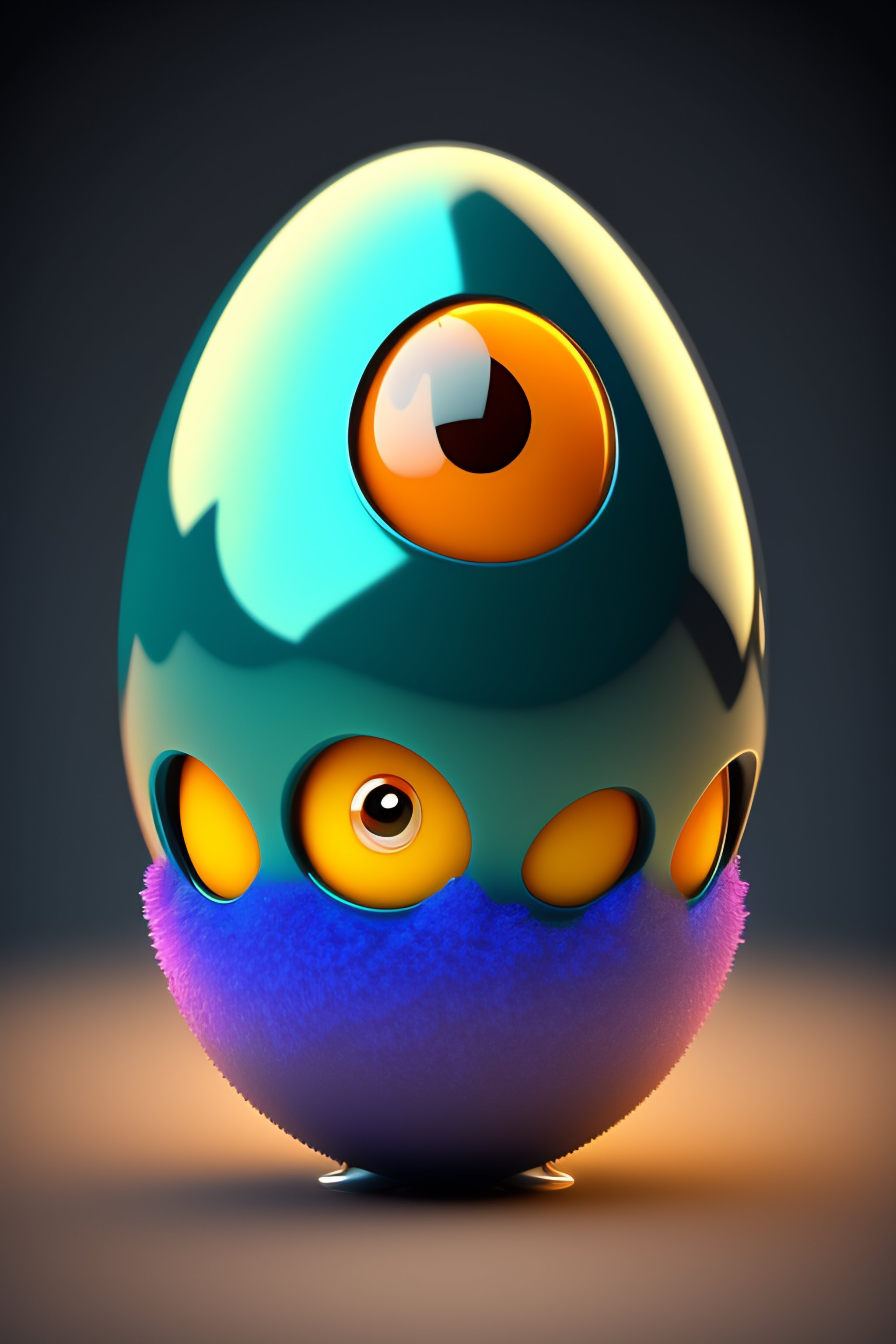 Lexica - Cute monster hatching from egg, cartoon