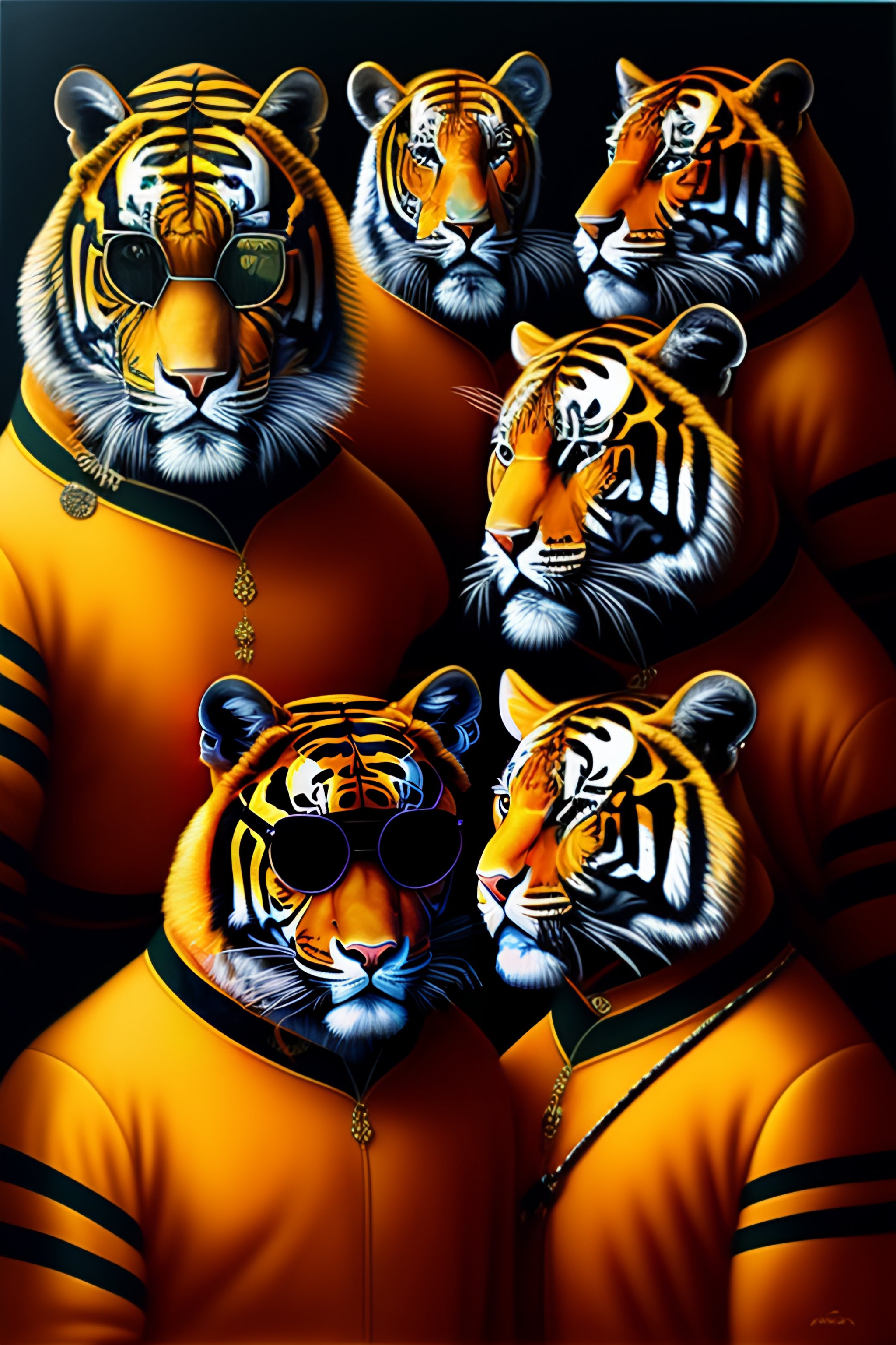 Lexica - Portrait of an army crew of human-tigers With night glasses